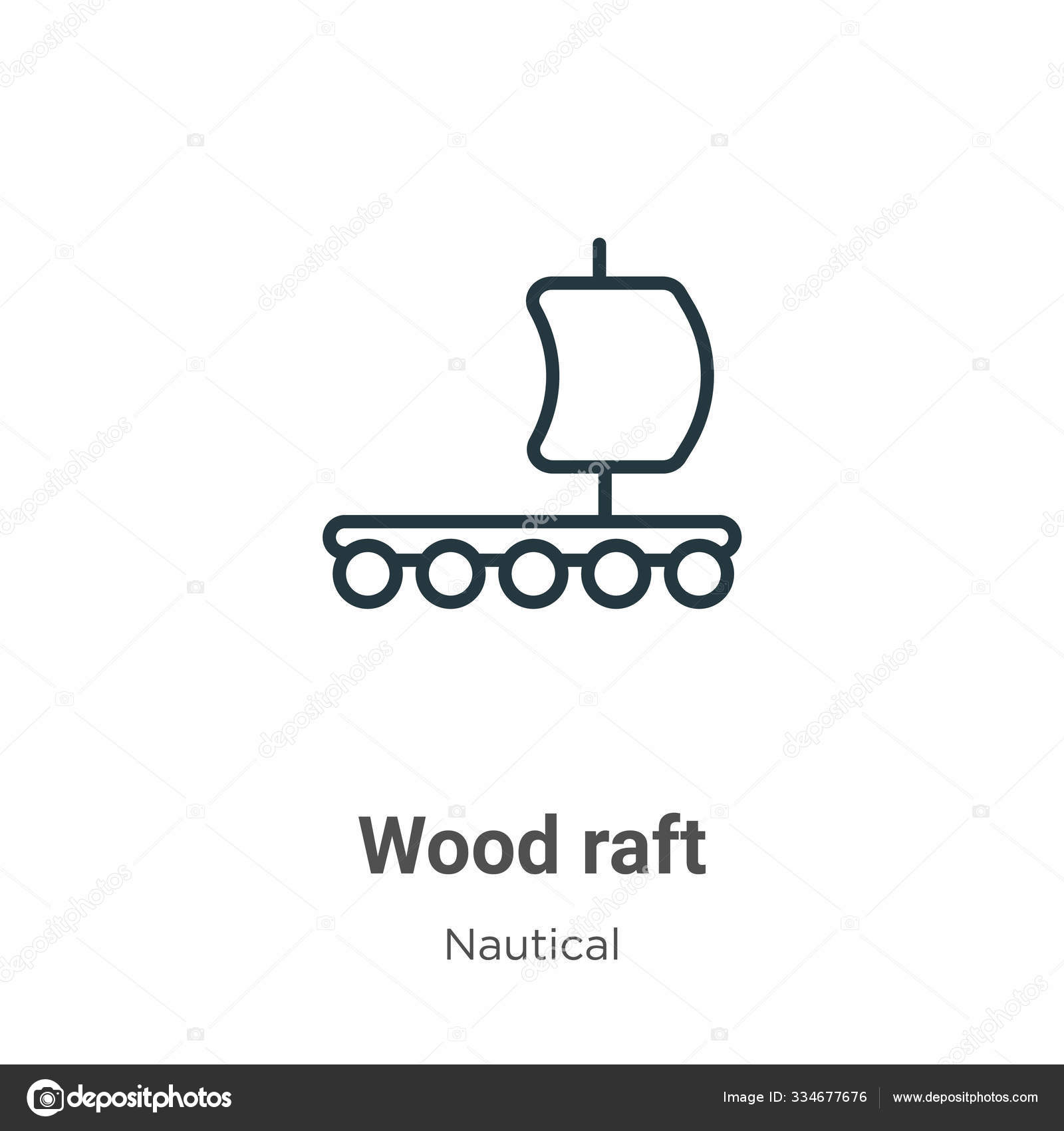Wood Raft Outline Vector Icon Thin Line Black Wood Raft Stock Vector by ...