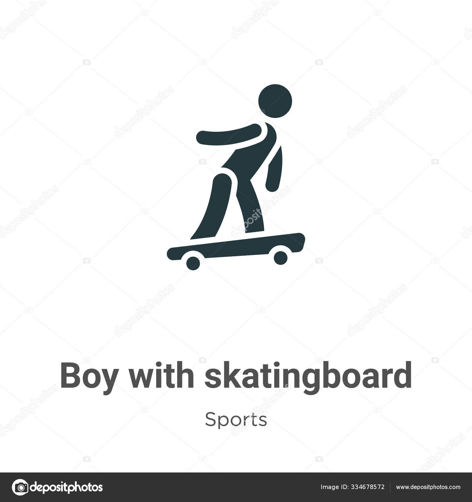 Boy Skatingboard Glyph Icon Vector White Background Flat Vector Boy ...