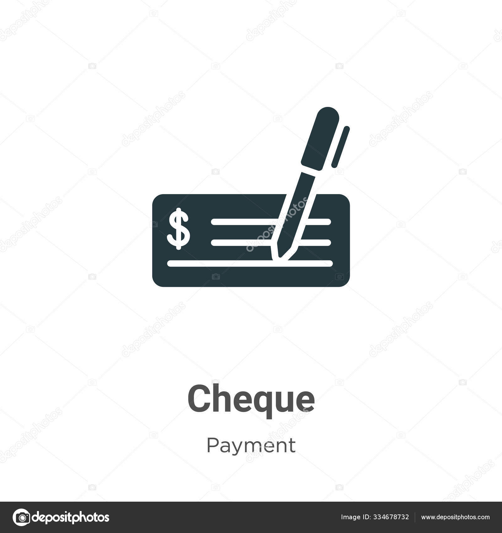Cheque Glyph Icon Vector White Background Flat Vector Cheque Icon Stock ...