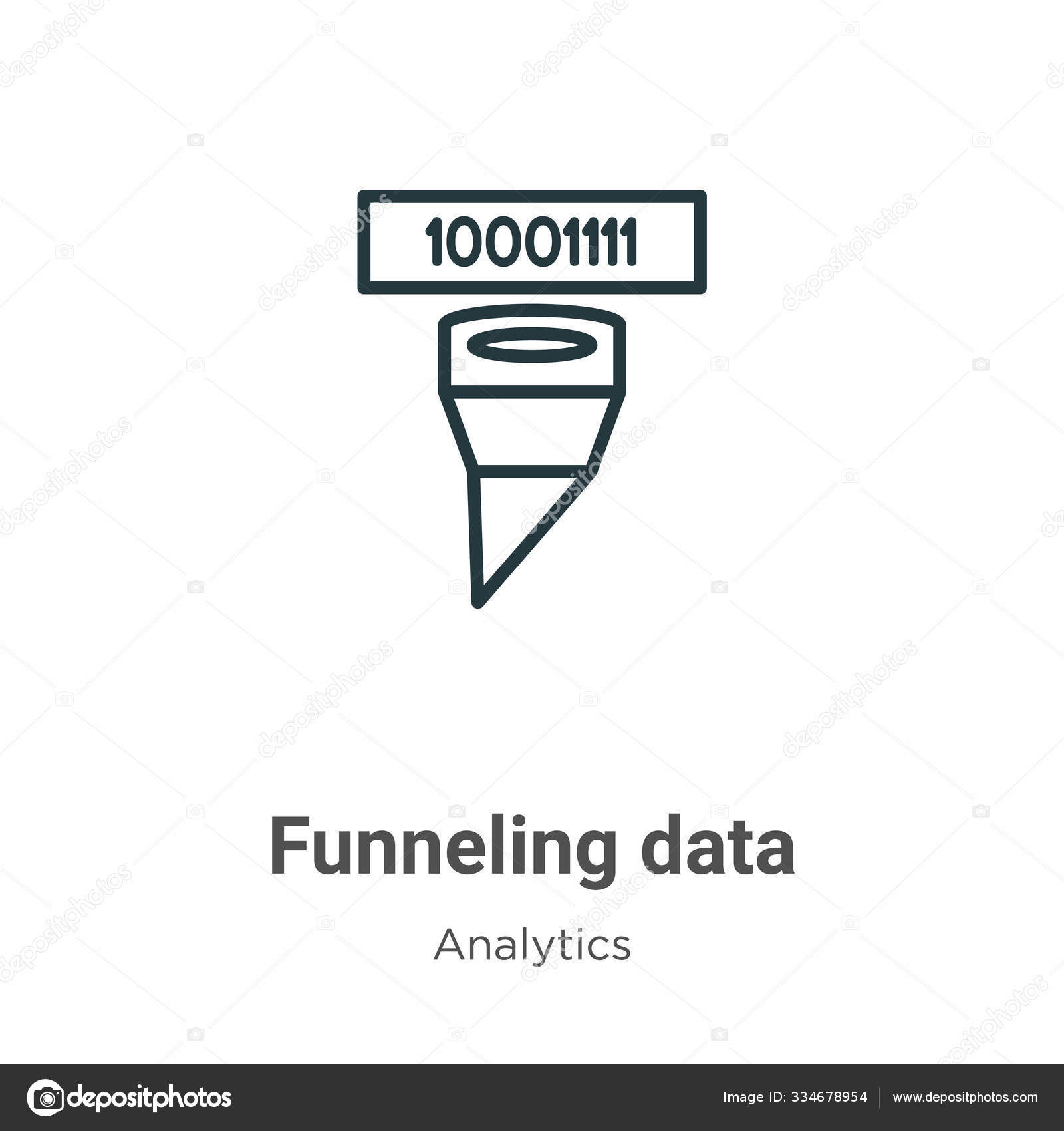 Funneling Data Outline Vector Icon Thin Line Black Funneling Data Stock ...