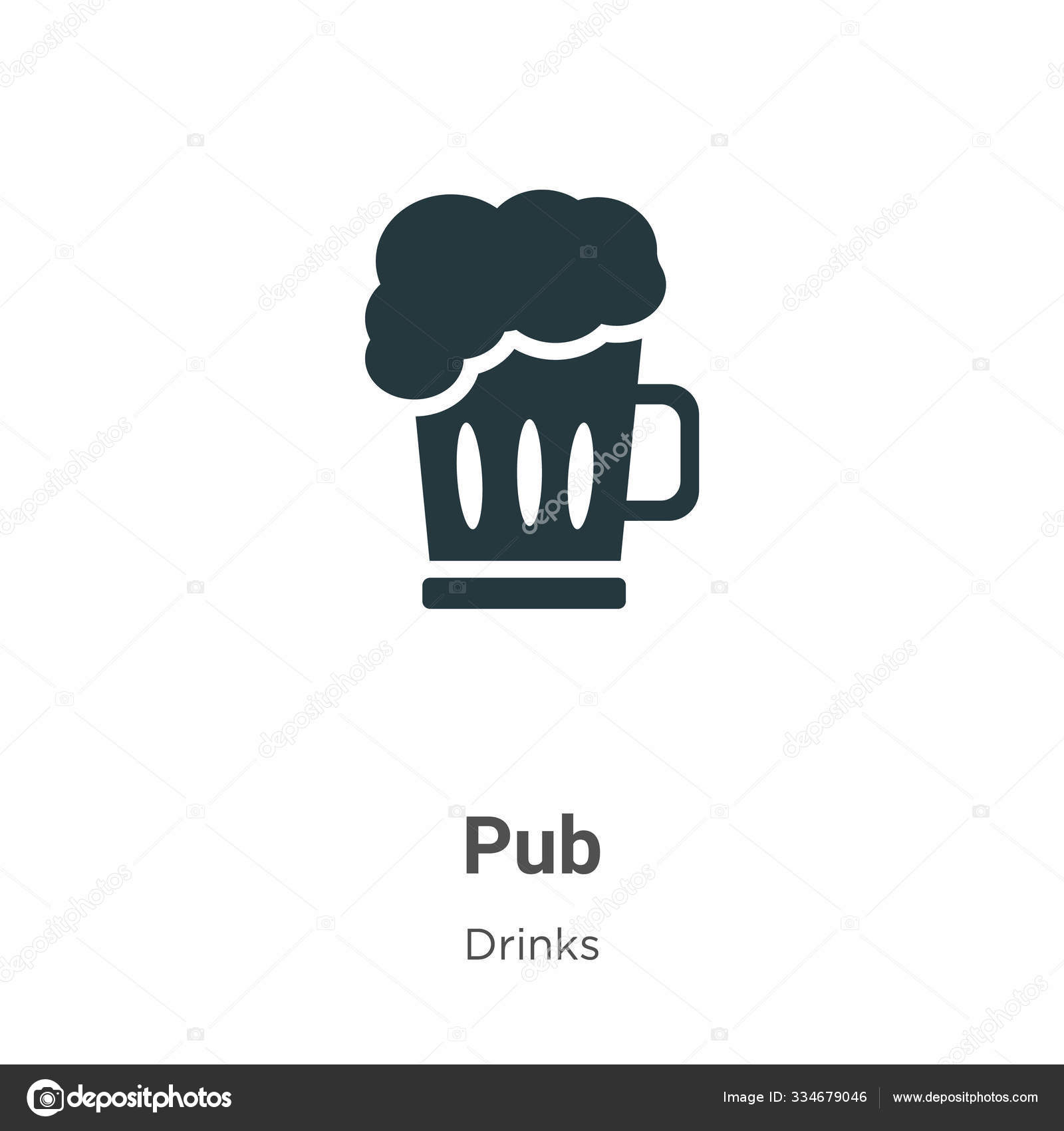 Pub Vektor Symbol Auf Weißem Hintergrund Flache Vektor Pub Symbol Stock ...