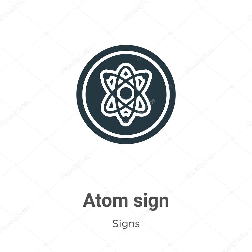 Signo de átomo icono vectorial sobre fondo blanco. Signo de símbolo de ...