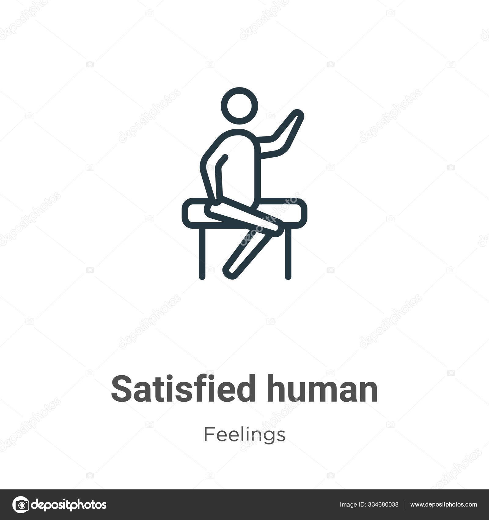 Satisfied Human Outline Vector Icon Thin Line Black Satisfied Human ...