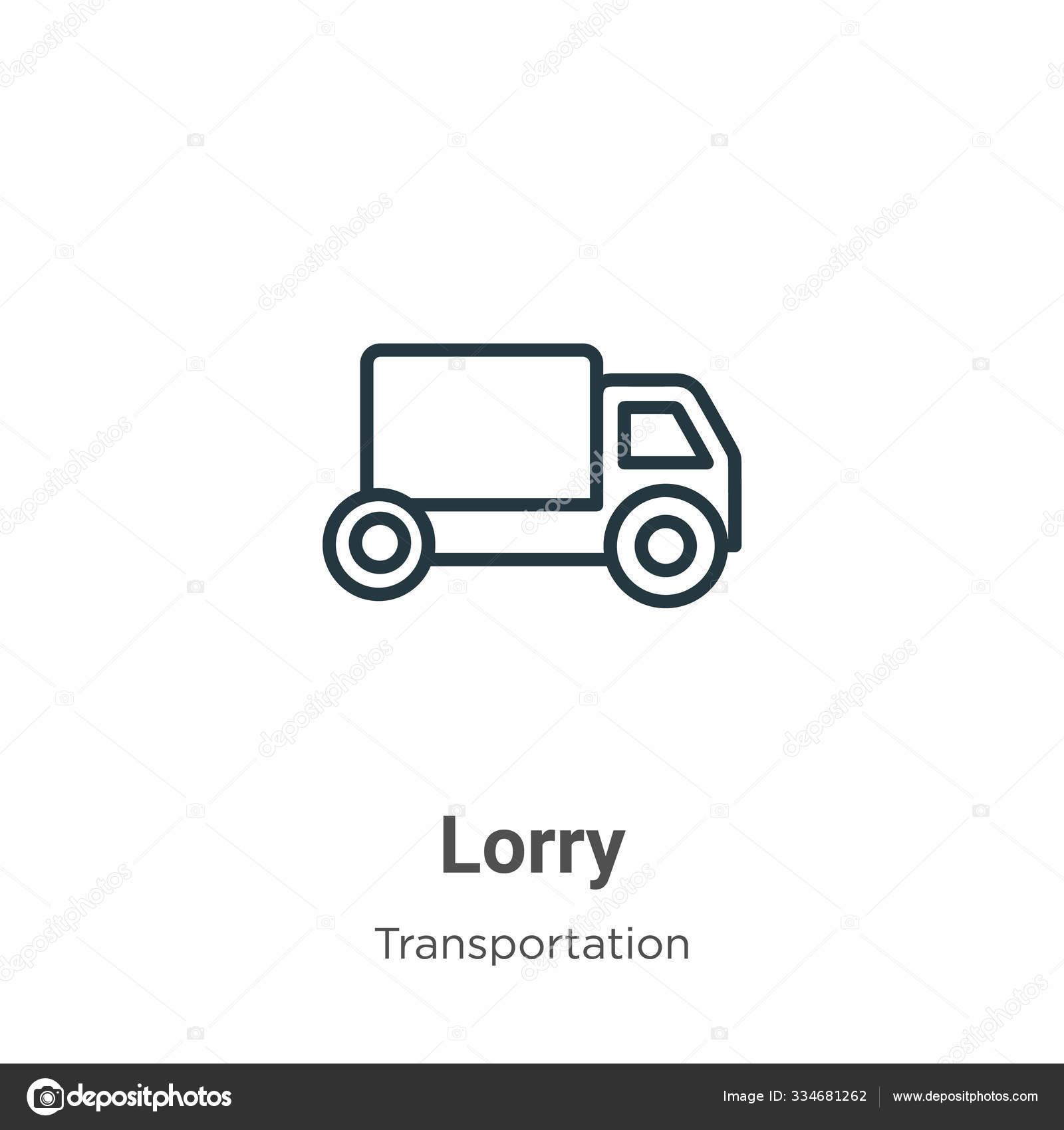 Lorry Outline Vector Icon Thin Line Black Lorry Icon Flat Stock Vector ...