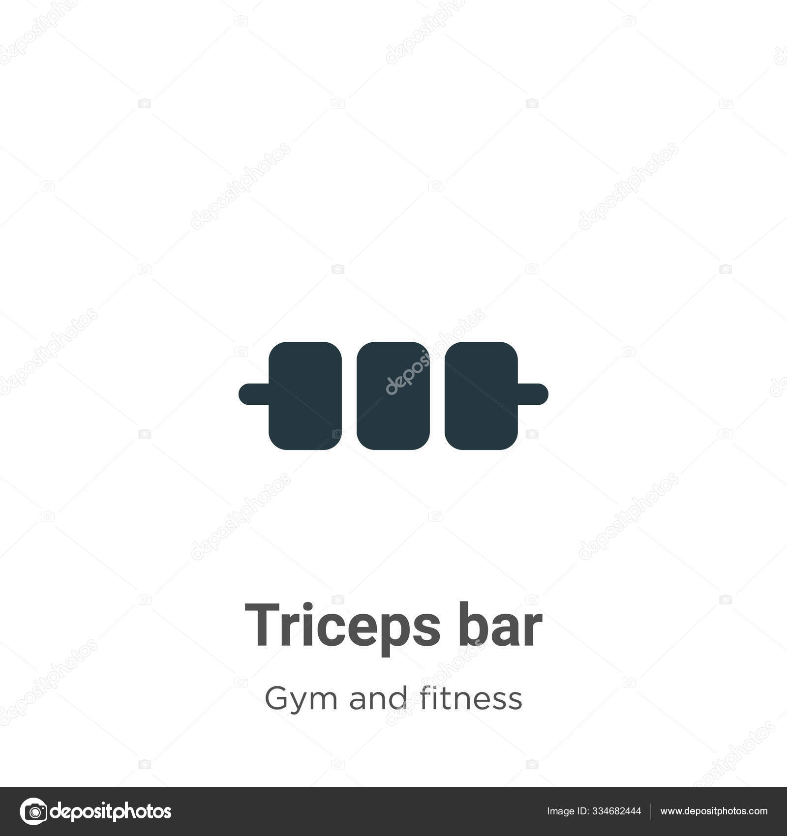 Triceps Bar Vector Icon White Background Flat Vector Triceps Bar Stock ...