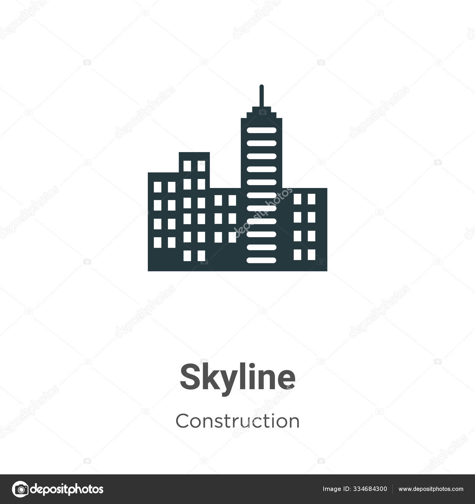 Skyline Vector Icon White Background Flat Vector Skyline Icon Symbol ...