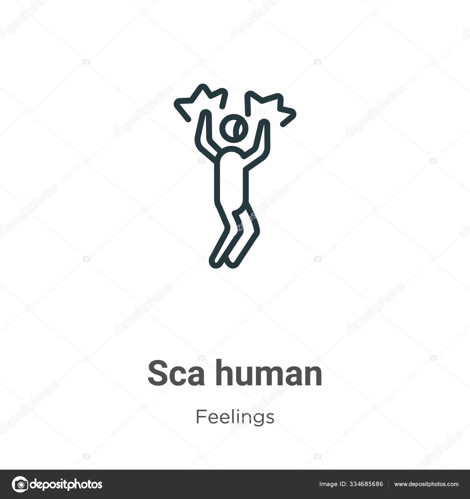 Scared Human Outline Vector Icon Thin Line Black Scared Human Stock ...
