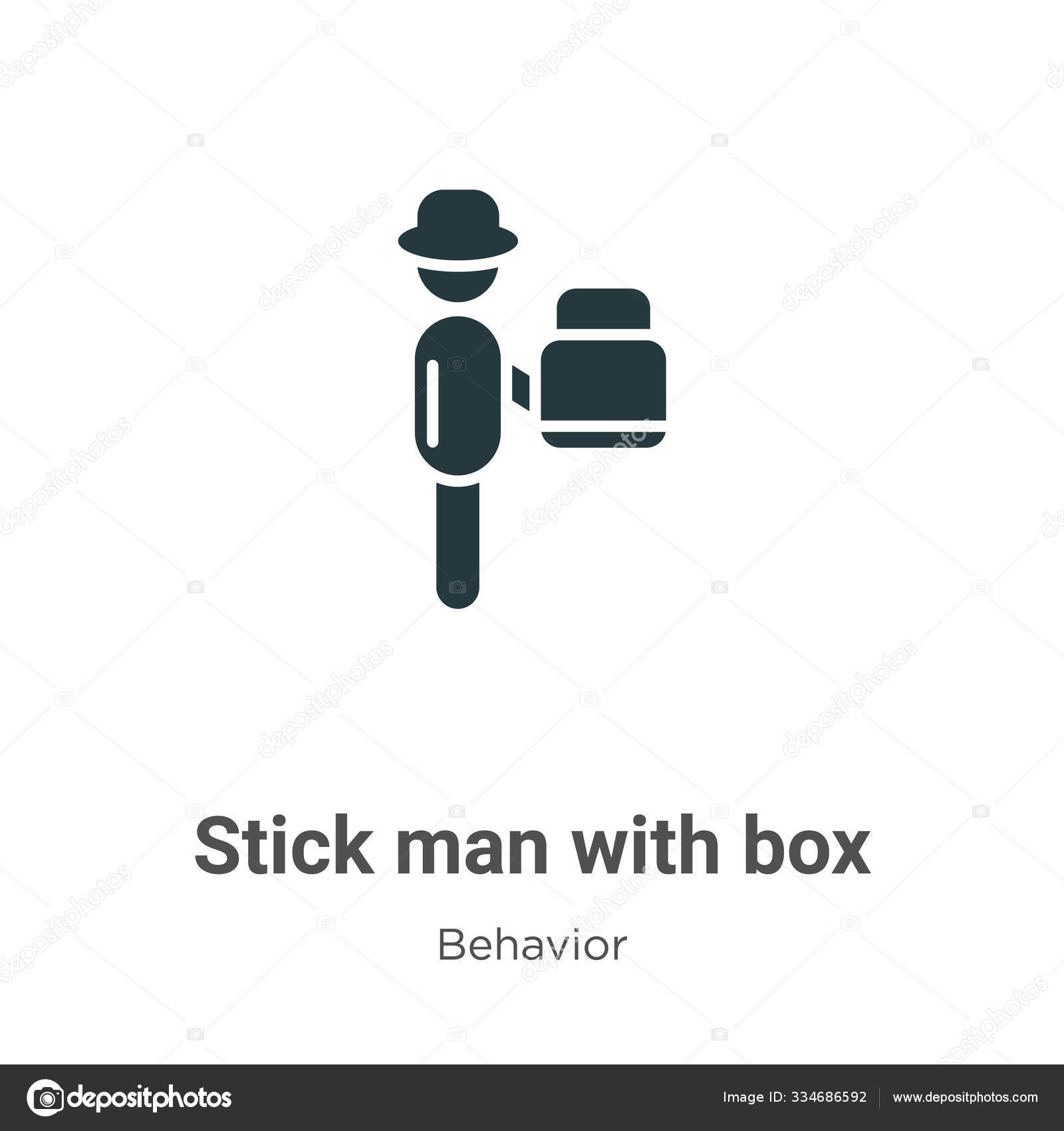Stick Man Box Vector Icon White Background Flat Vector Stick Stock ...