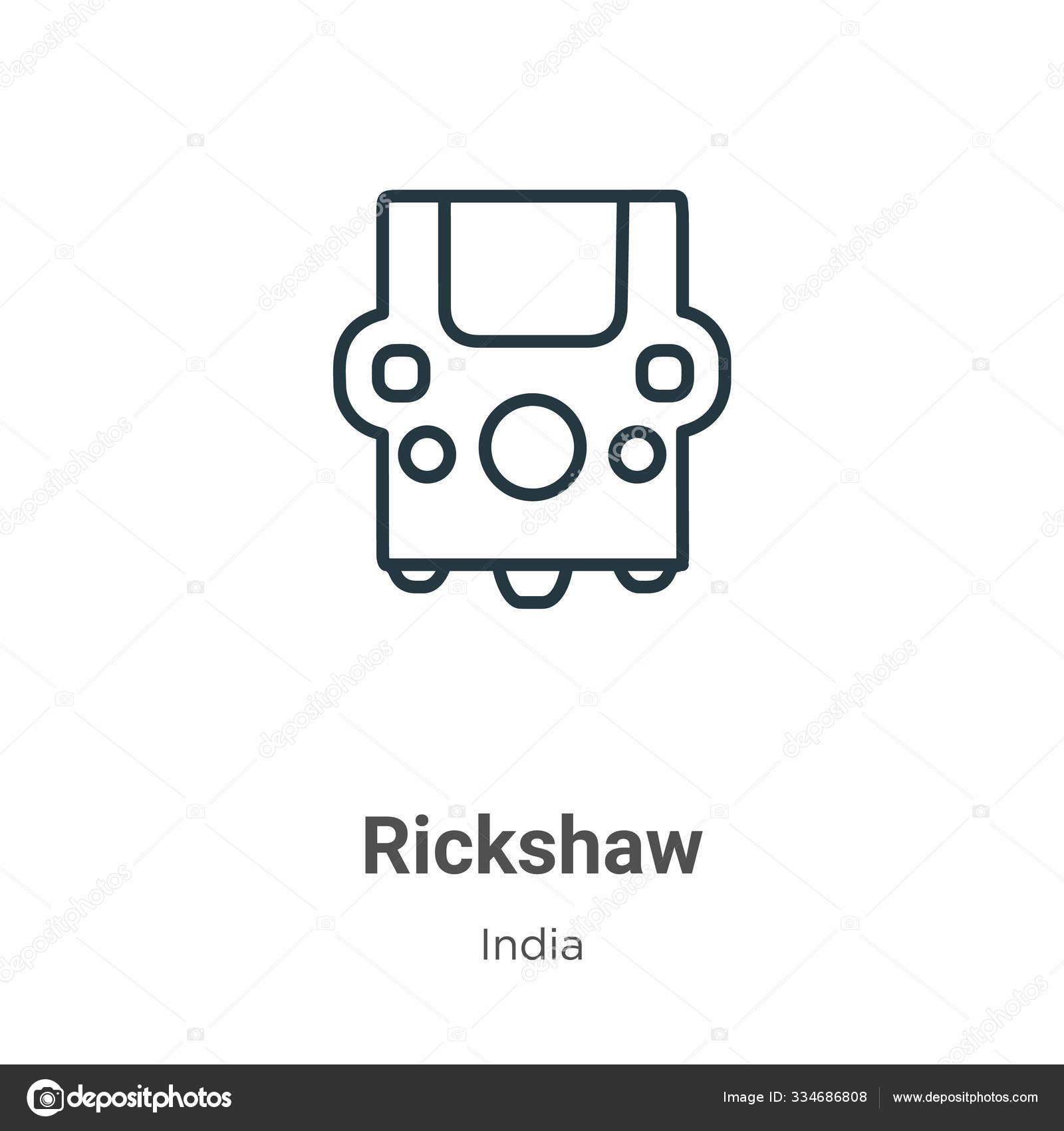 Rickshaw Outline Vector Icon Thin Line Black Rickshaw Icon Flat Stock ...