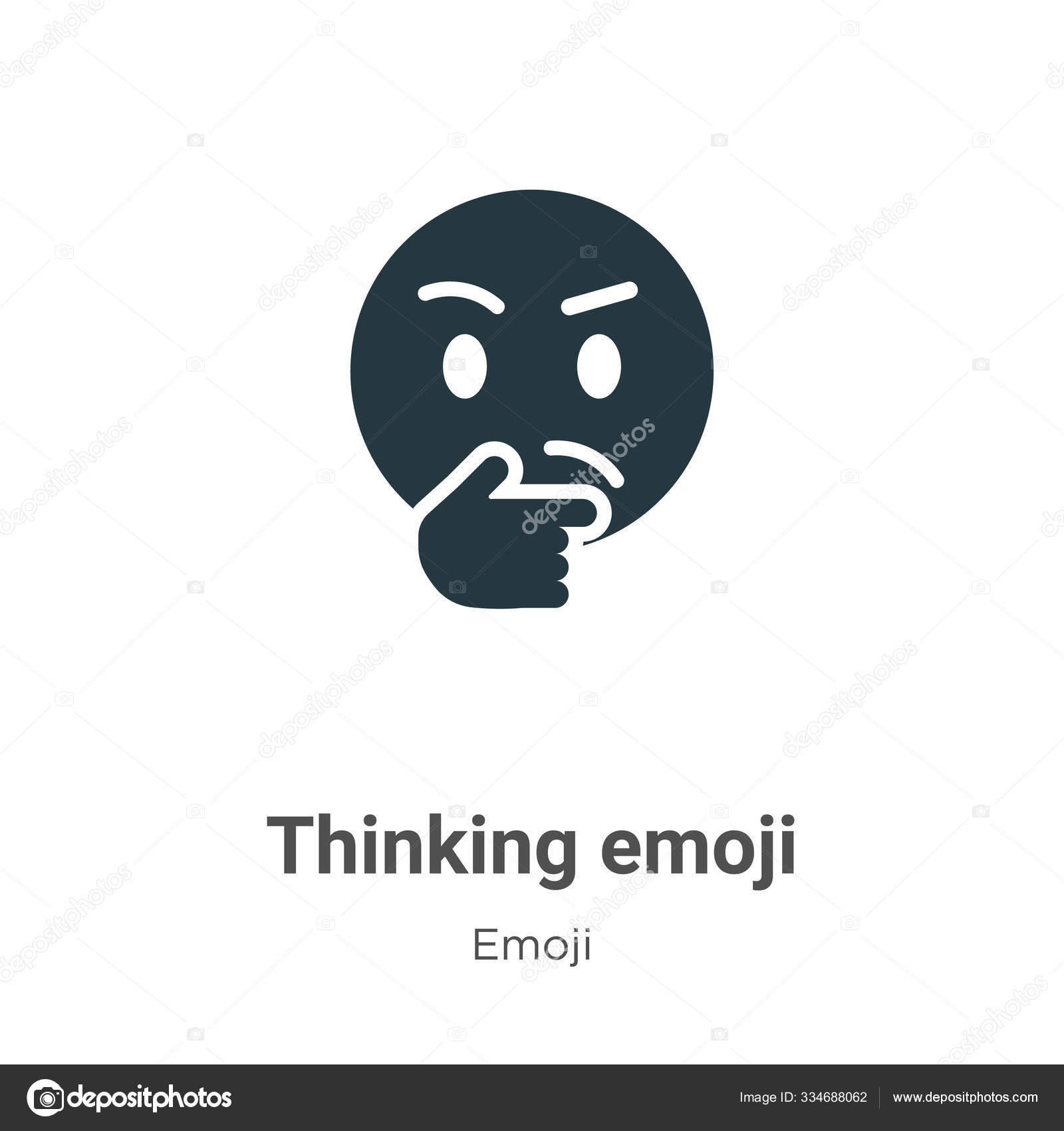 Thinking Emoji Vector Icon White Background Flat Vector Thinking Emoji ...