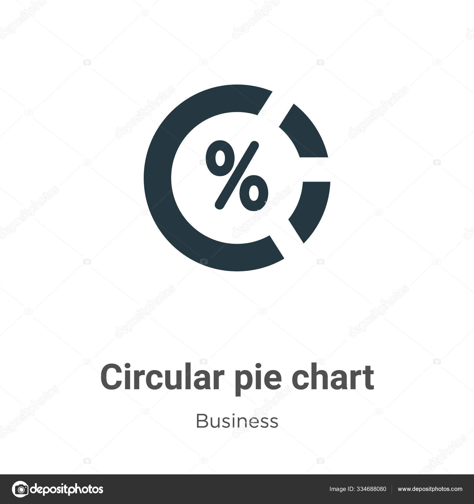Circular Pie Chart Vector Icon On White Background Flat Vector