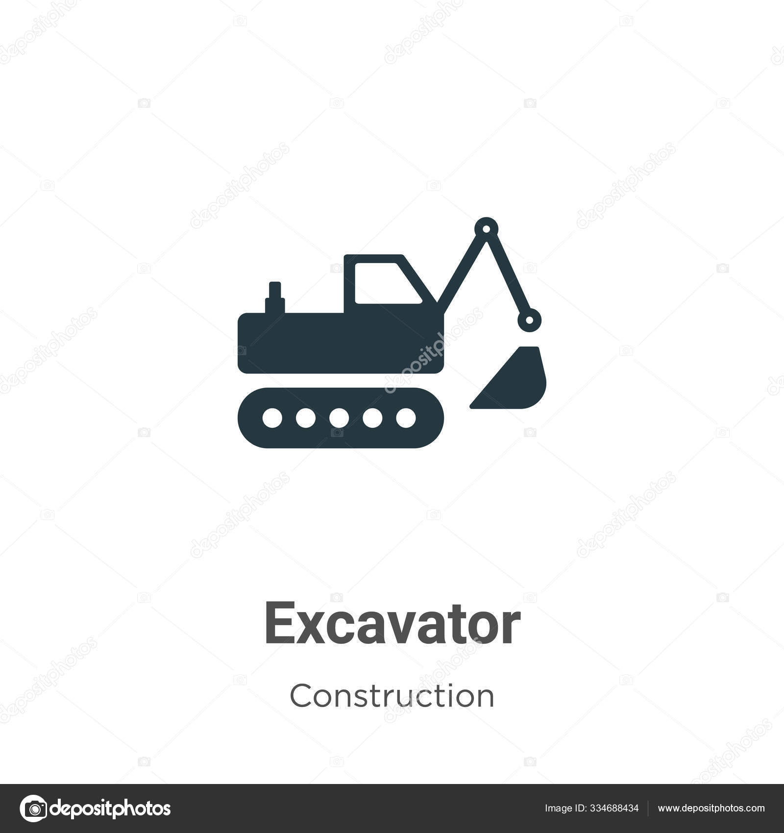 Excavator Vector Icon White Background Flat Vector Excavator Icon ...