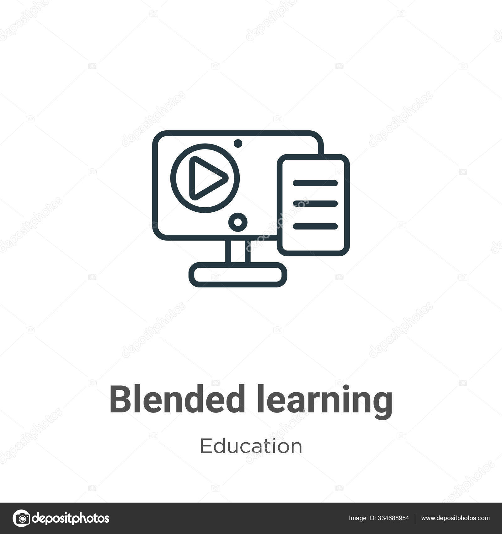 Blended Learning Outline Vector Icon Thin Line Black Blended Learning ...