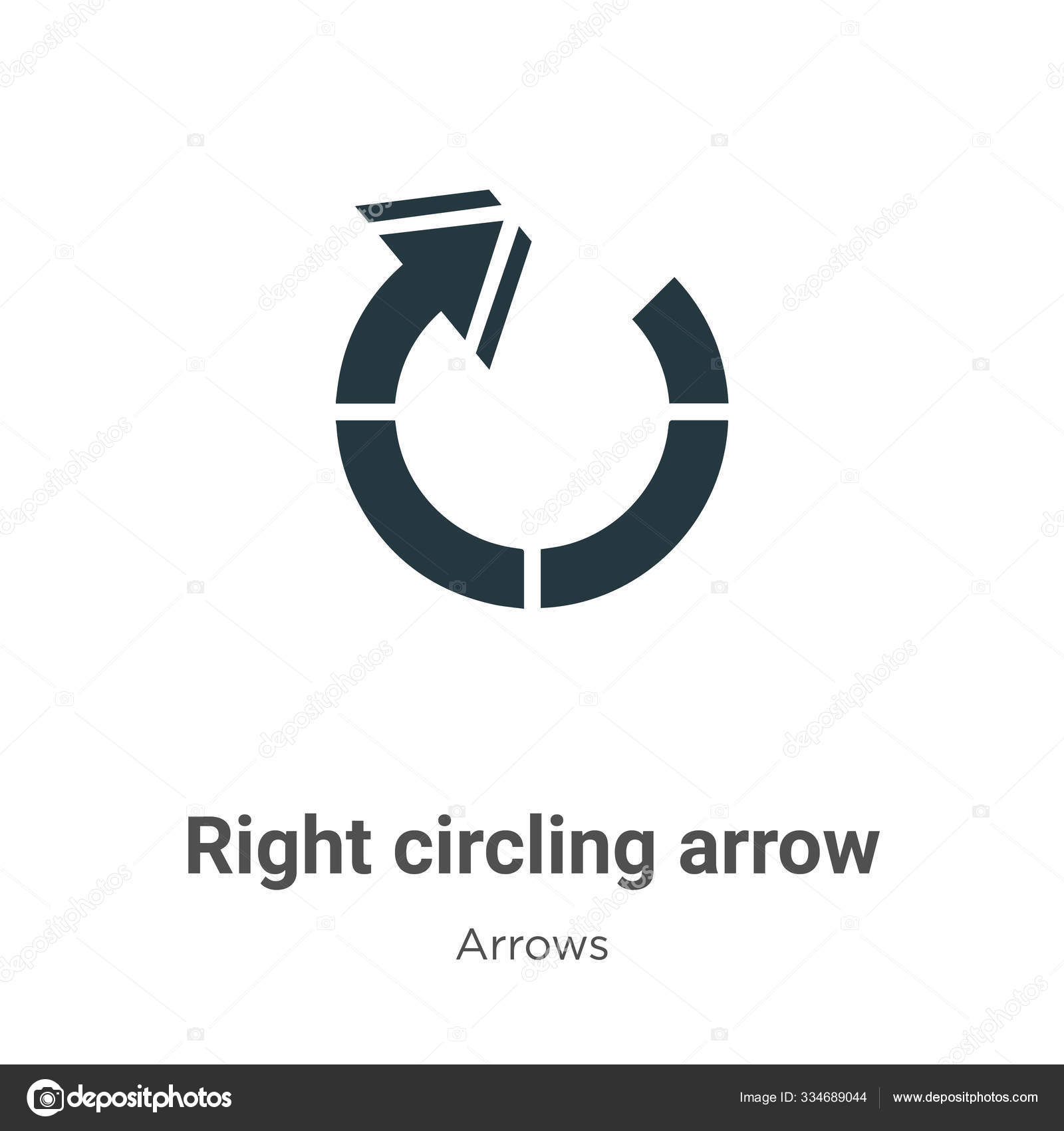 Right Circling Arrow Vector Icon White Background Flat Vector Right ...