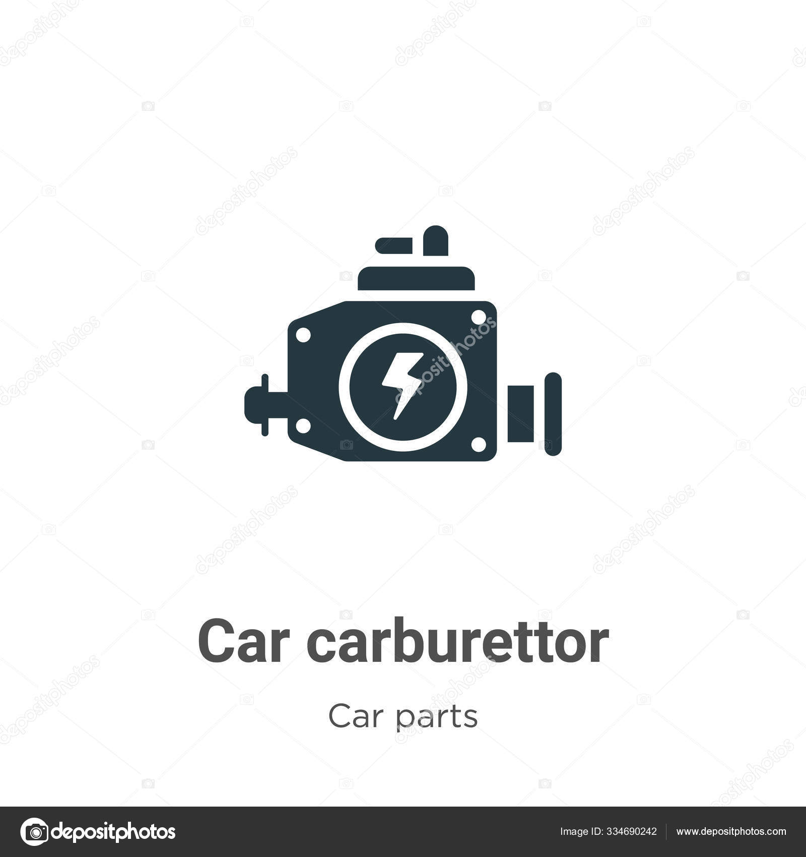 Car Carburettor Vector Icon White Background Flat Vector Car ...