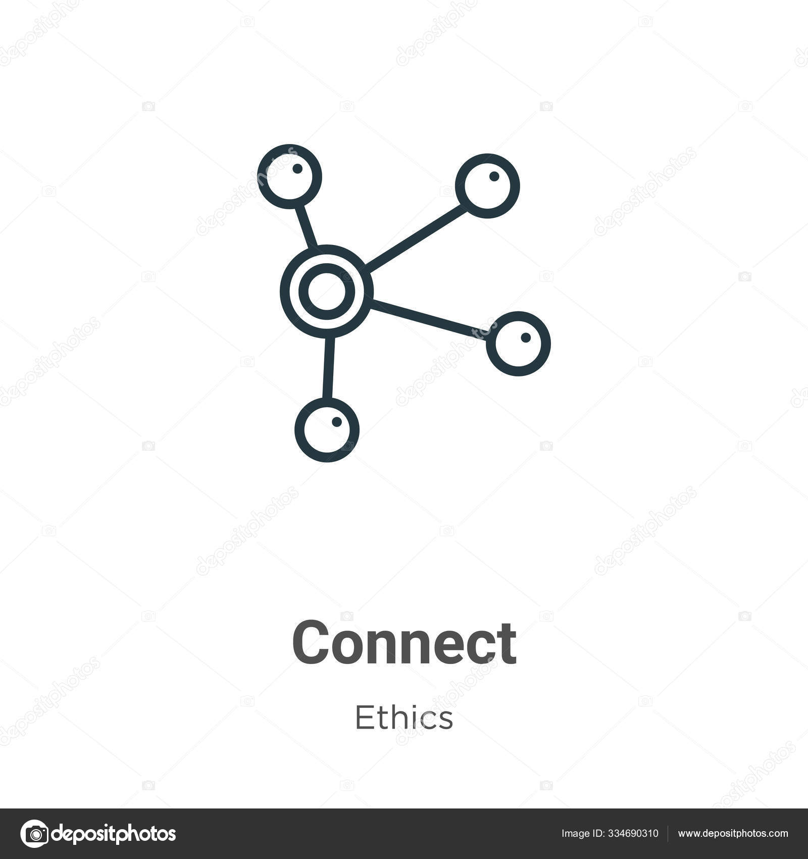 Connect outline vector icon. Thin line black connect icon, flat vector ...