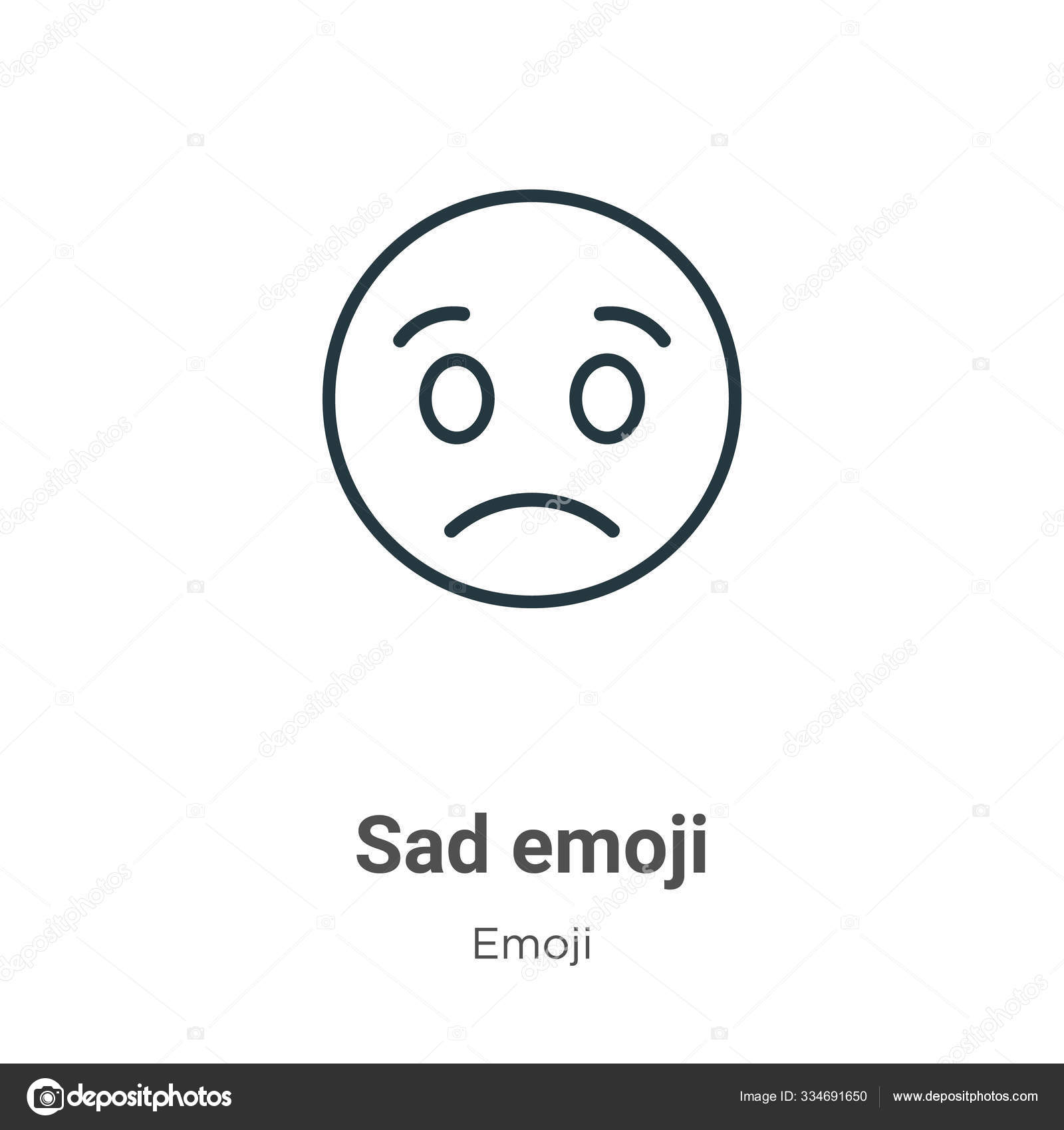 Sad Emoji Outline Vector Icon Thin Line Black Sad Emoji Stock Vector ...