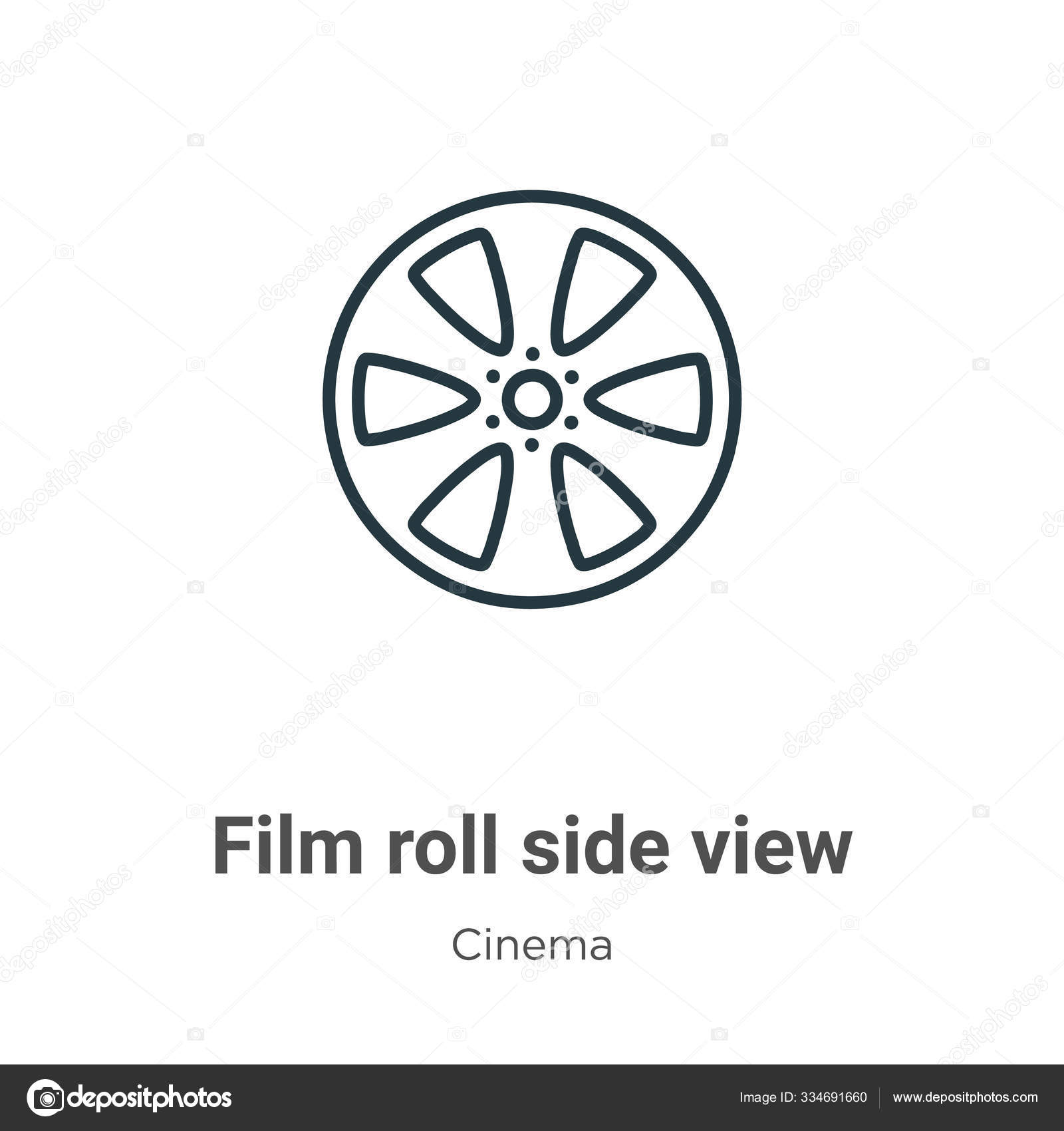 Film Roll Side View Outline Vector Icon Thin Line Black Stock Vector ...