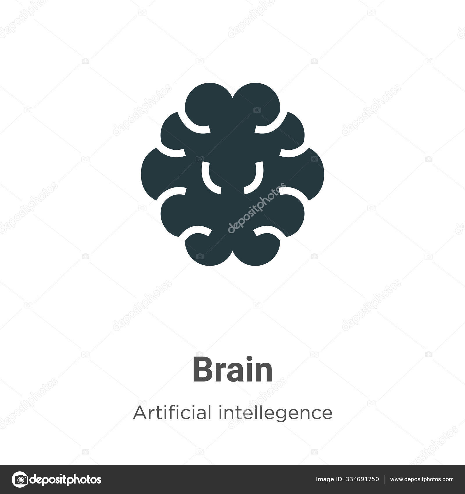 Brain Vector Icon White Background Flat Vector Brain Icon Symbol Stock ...