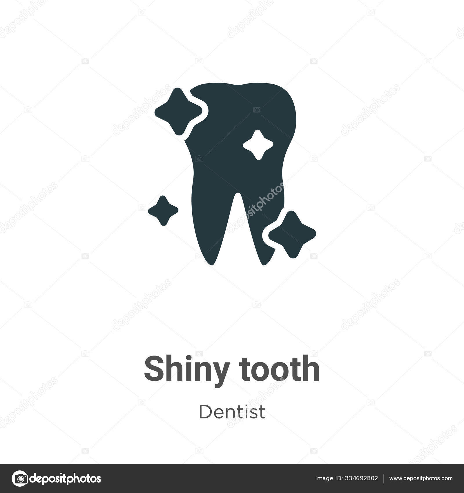 Shiny Tooth Vector Icon White Background Flat Vector Shiny Tooth Stock ...