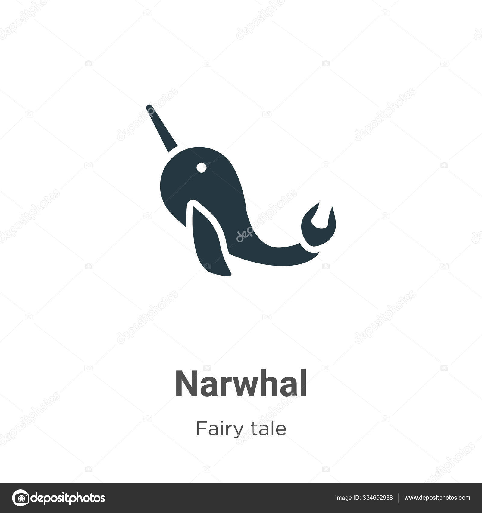 Narwhal Vector Icon White Background Flat Vector Narwhal Icon Symbol Stock Vector by ©Digital ...