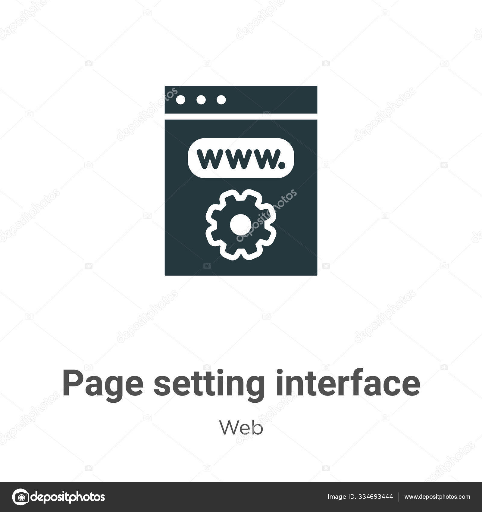 Page Setting Interface Symbol Glyph Icon Vector White Background Flat ...