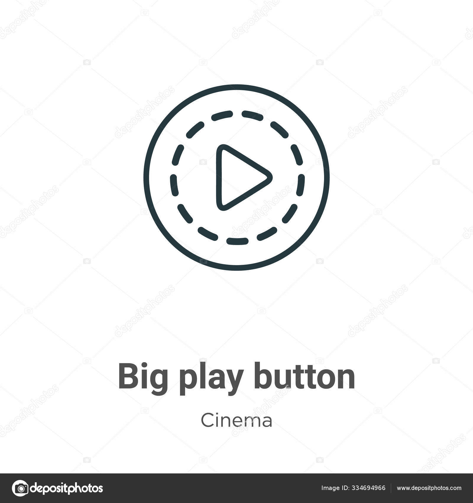 Big Play Button Outline Vector Icon Thin Line Black Big Stock Vector ...