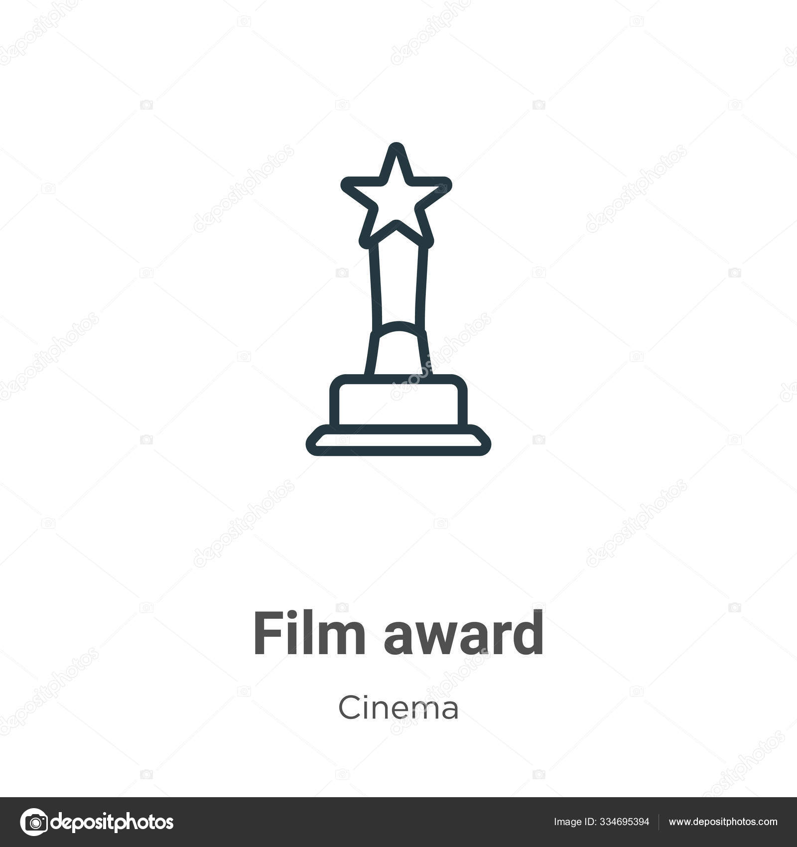 Film award outline vector icon. Thin line black film award icon, flat ...