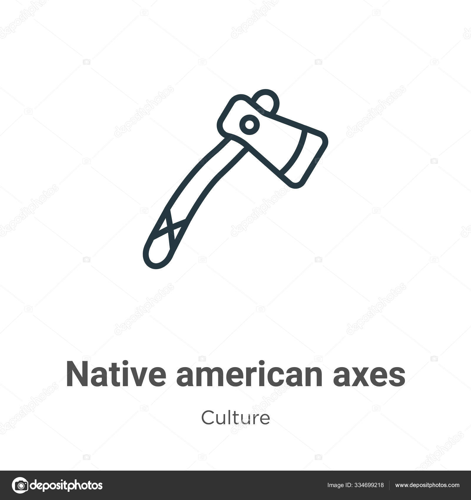 Native american axes outline vector icon. Thin line black native ...