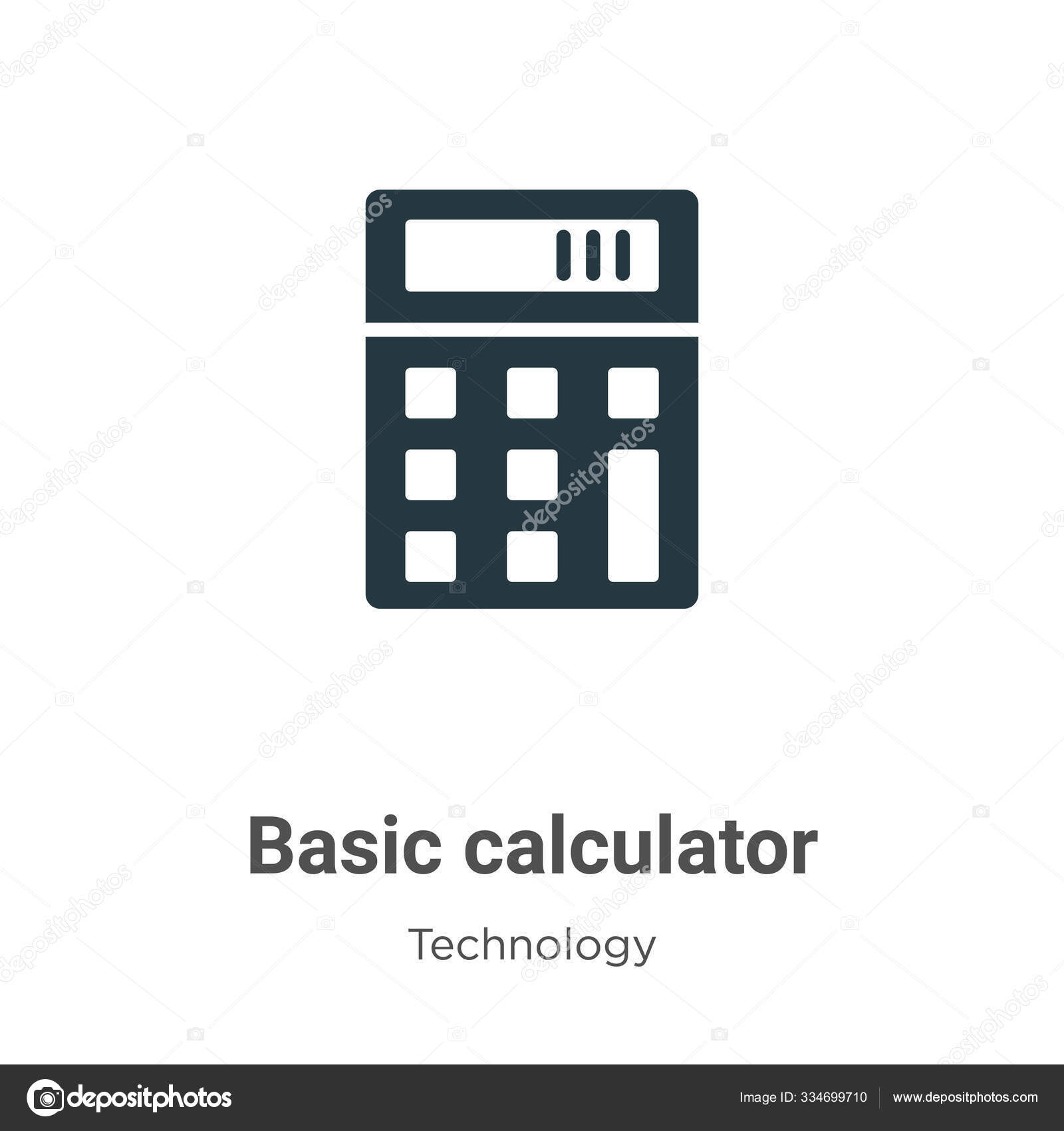 Basic Calculator Glyph Icon Vector White Background Flat Vector Basic ...