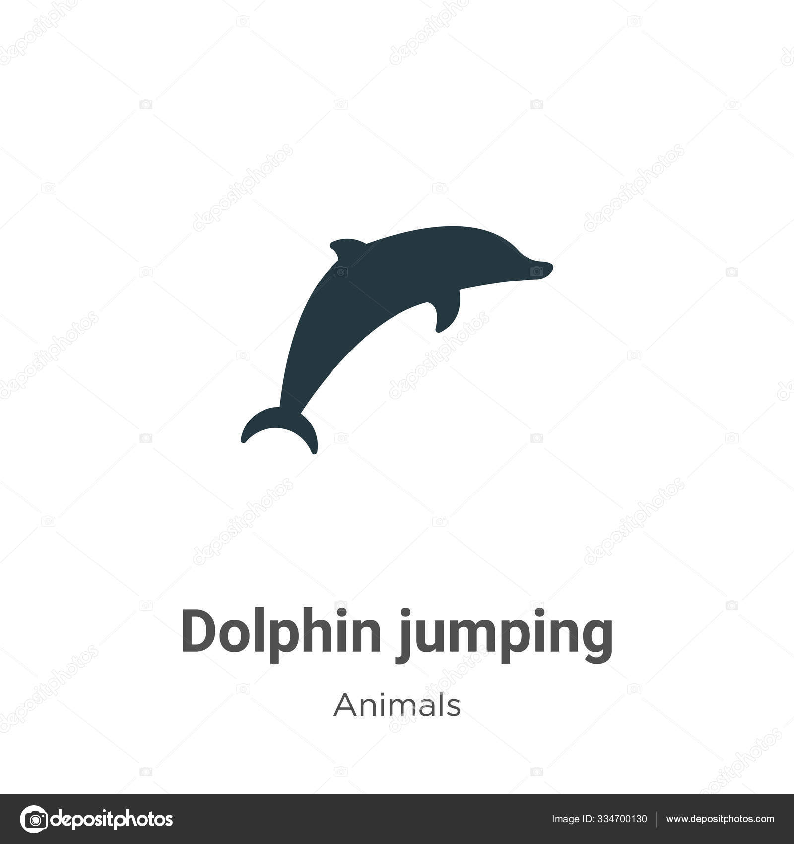 Dolphin jumping vector icon on white background. Flat vector dolphin ...