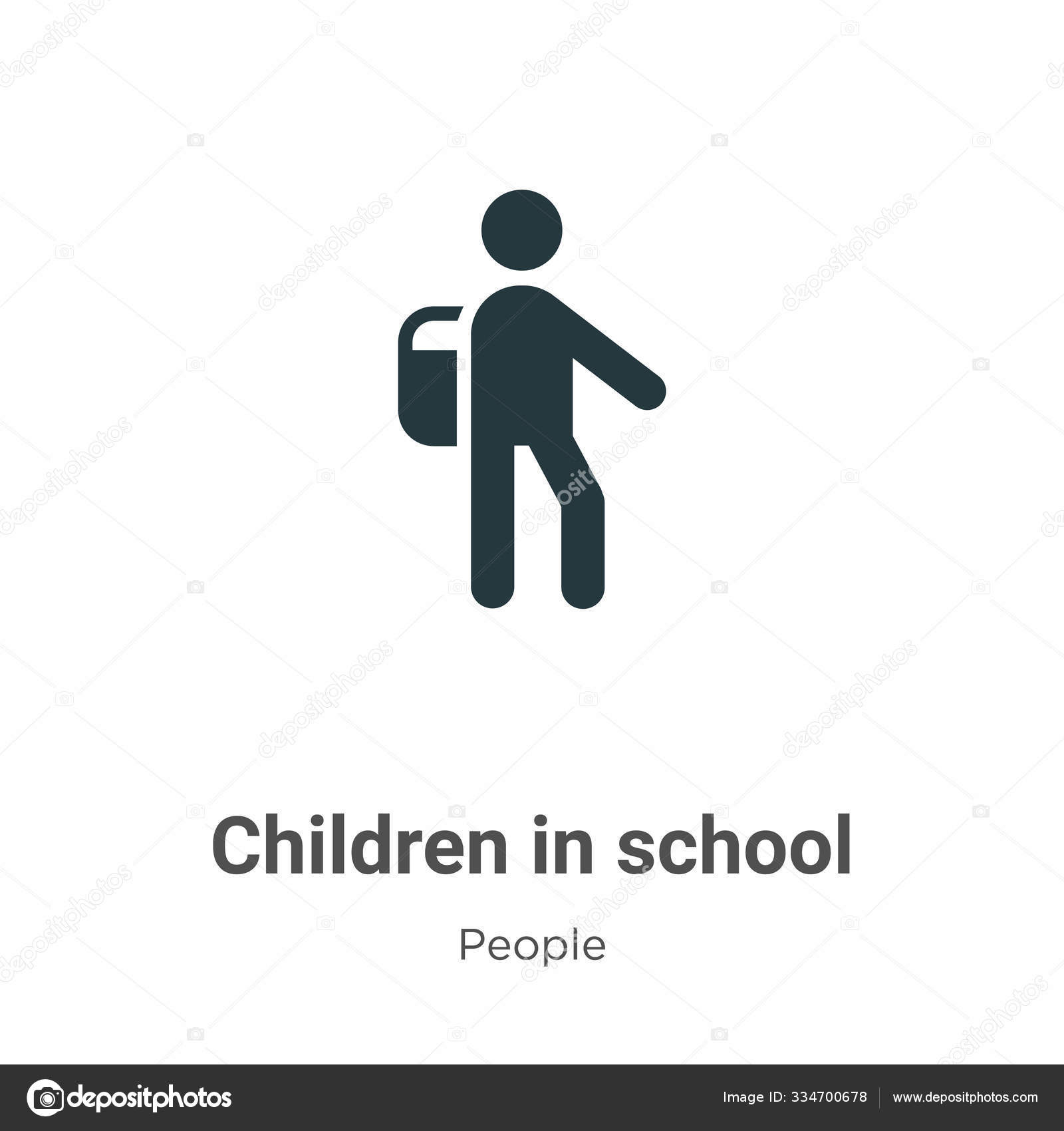 Children School Glyph Icon Vector White Background Flat Vector Children ...