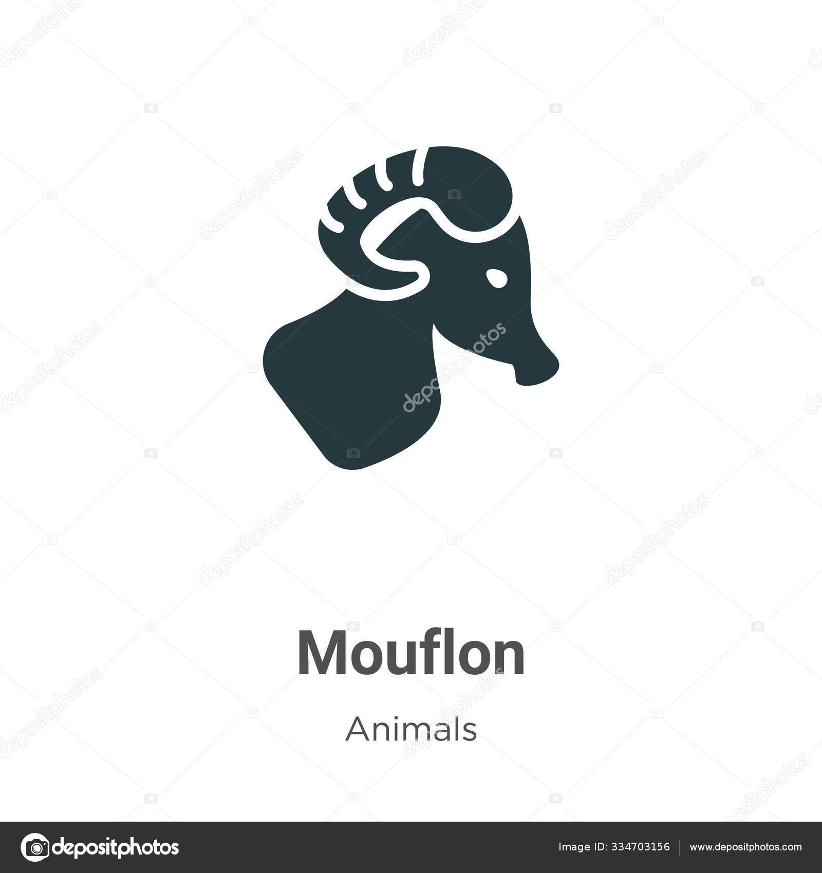 Mouflon Vector Icon White Background Flat Vector Mouflon Icon Symbol ...