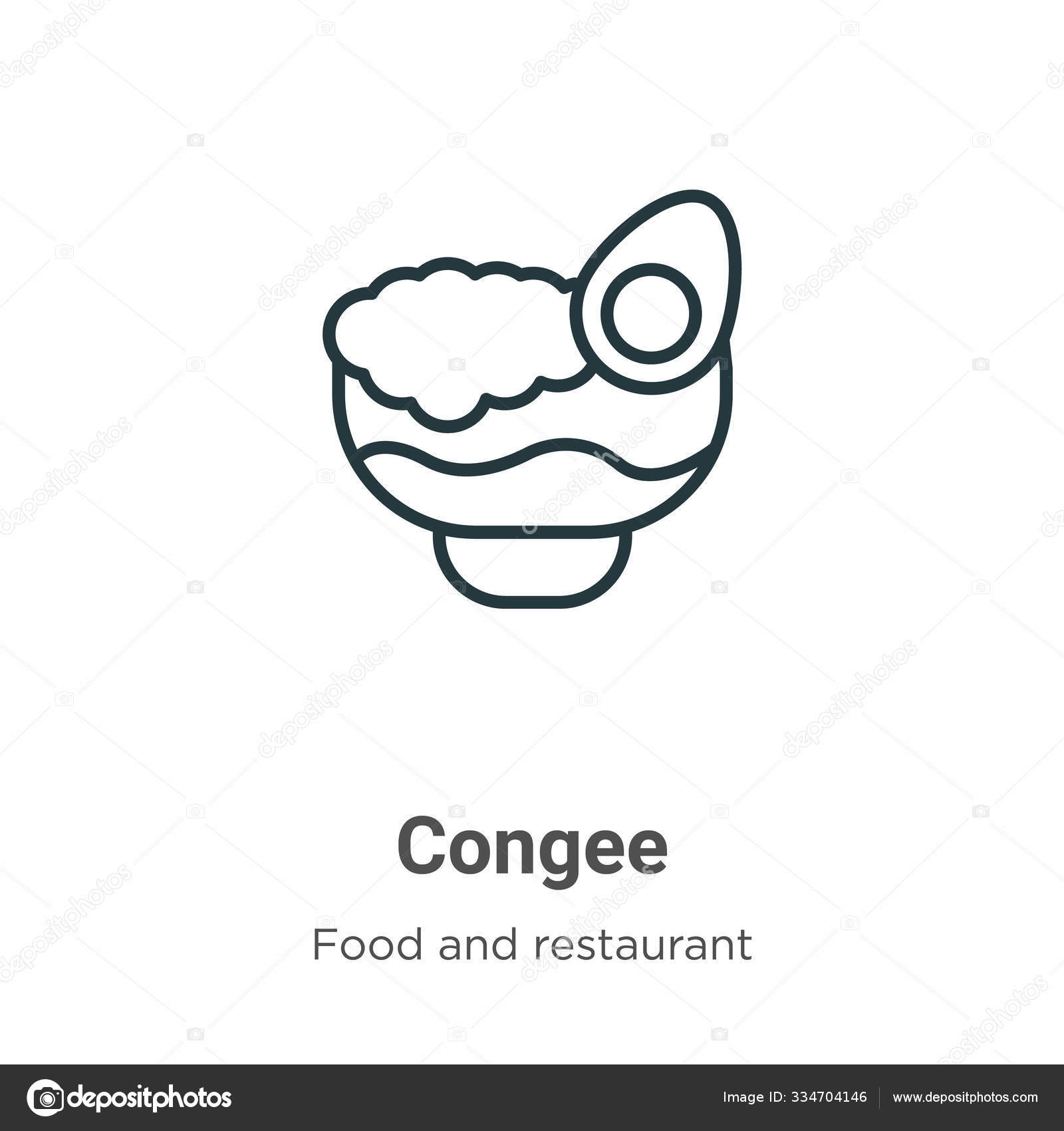 Congee Outline Vector Icon Thin Line Black Congee Icon Flat Stock ...