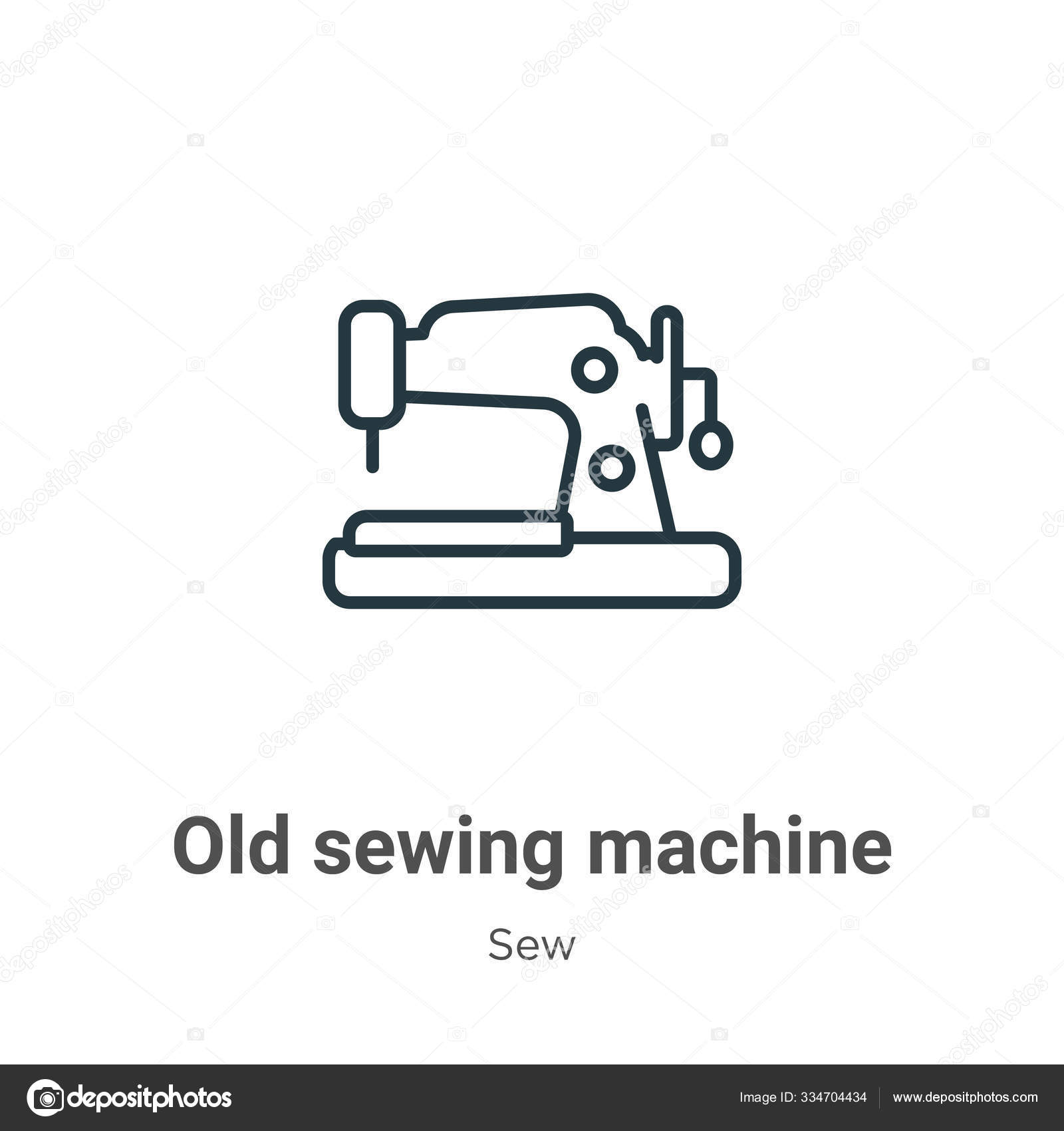 Old Sewing Machine Outline Vector Icon Thin Line Black Old Stock Vector ...