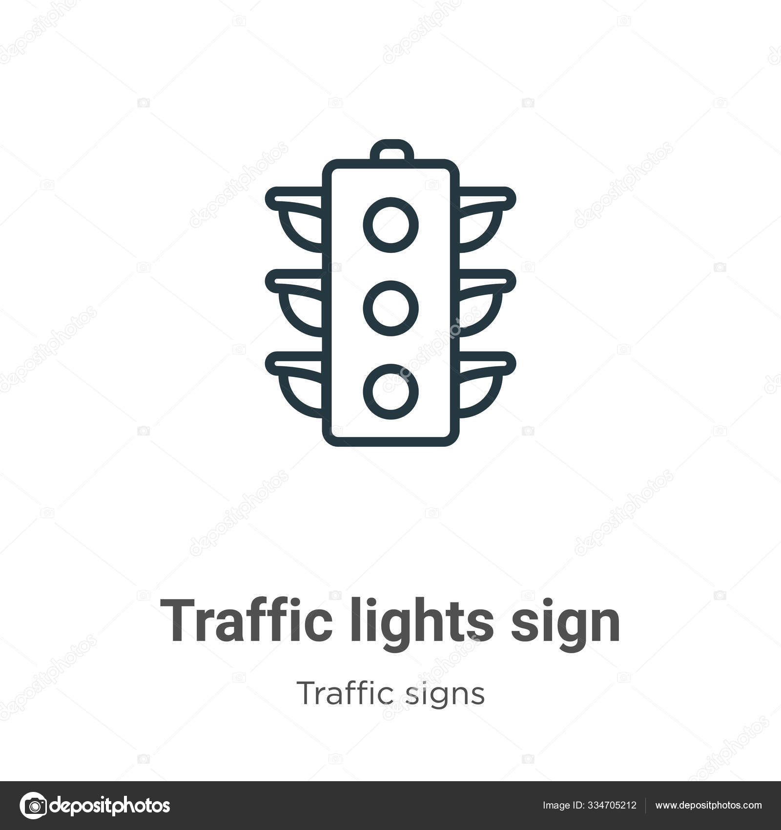 Traffic Lights Sign Outline Vector Icon Thin Line Black Traffic Stock ...