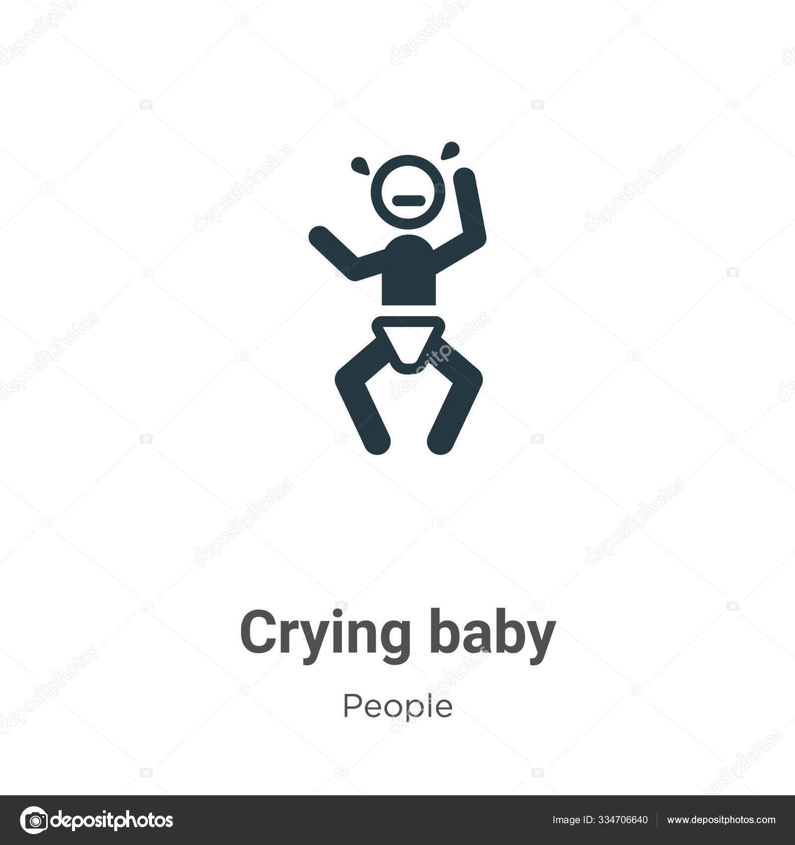 Crying Baby Vector Icon White Background Flat Vector Crying Baby Stock ...