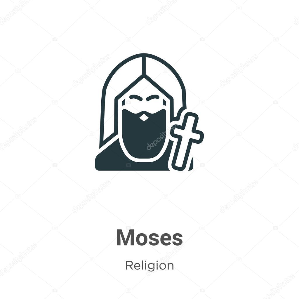 Mois s vector icono glifo sobre fondo blanco. Plano vector moses icono ...