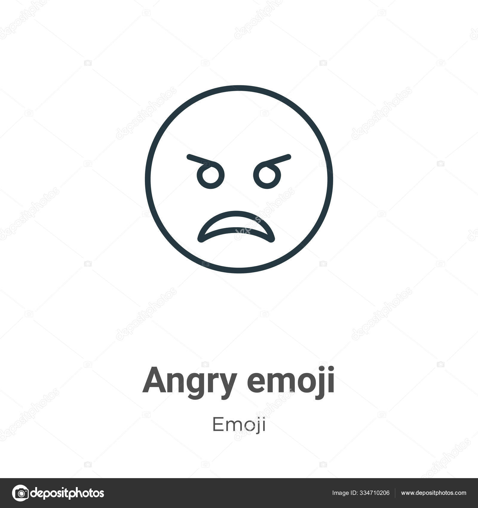 Emoji Enojado Contorno Icono Vector Icono Emoji Enojado Negro Línea ...