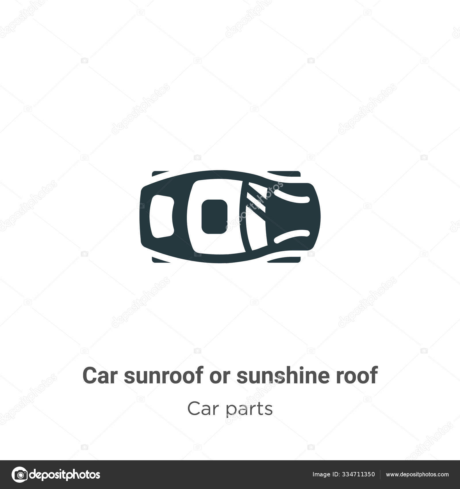 Car Sunroof Sunshine Roof Vector Icon White Background Flat Vector ...