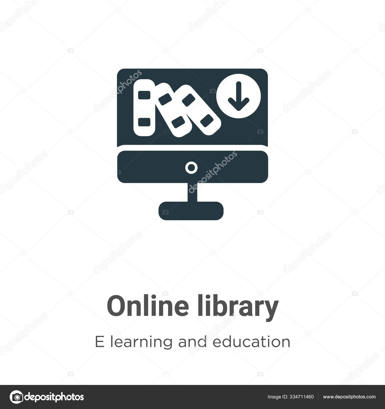 Online Library Vector Icon White Background Flat Vector Online Library ...