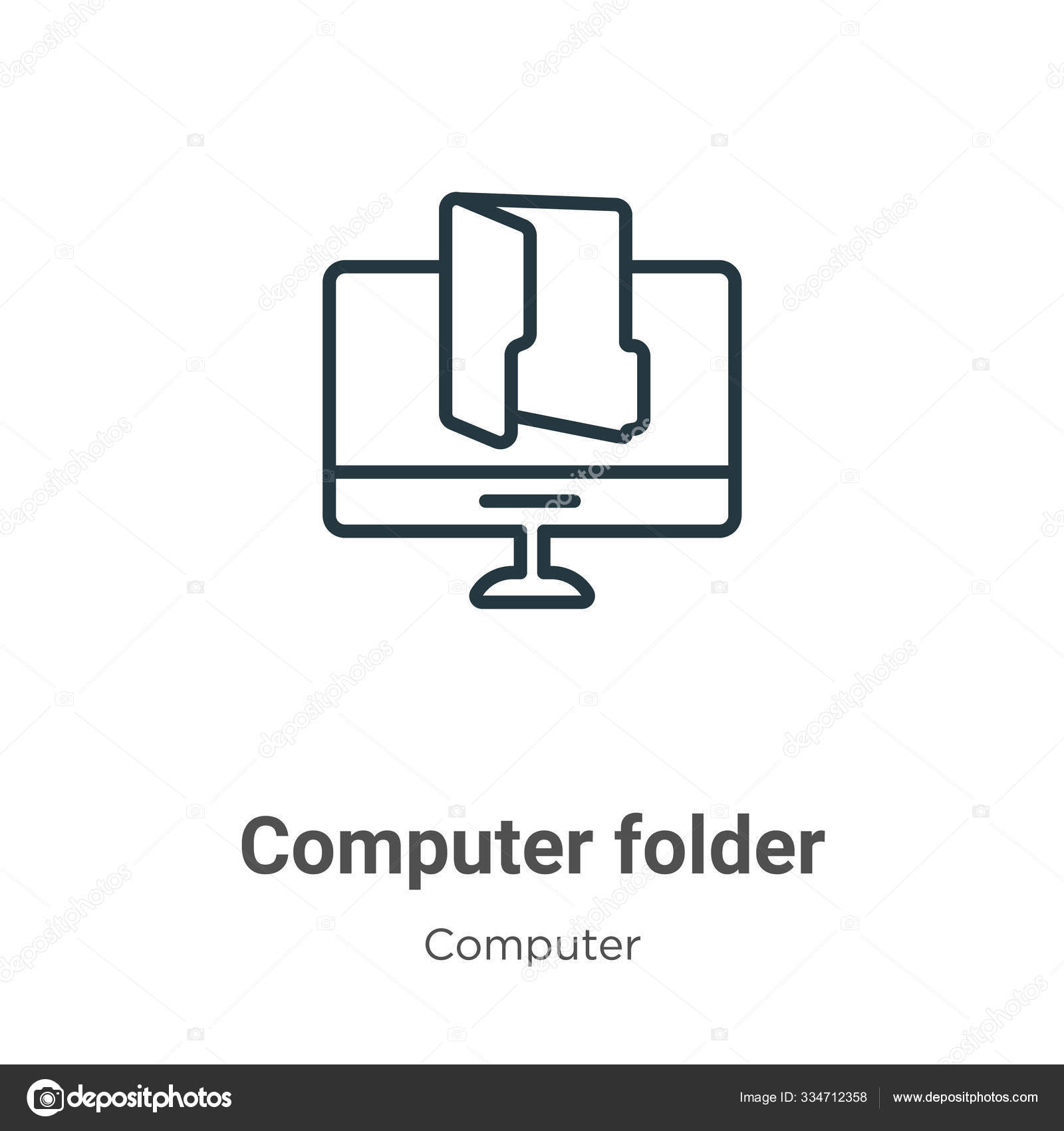 La carpeta informática describe el icono vectorial. icono de la carpeta ...