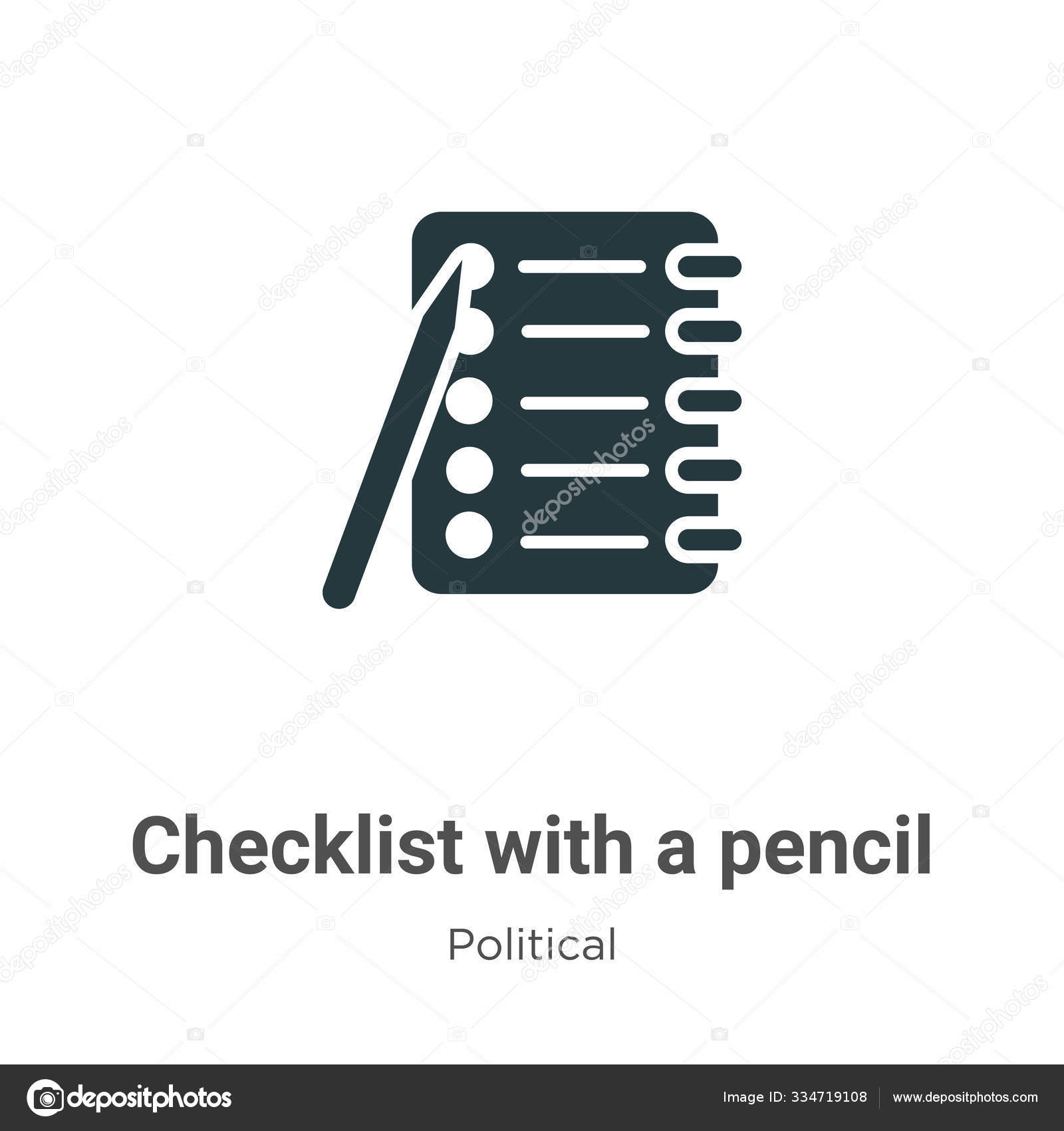 Checklist Pencil Glyph Icon Vector White Background Flat Vector ...