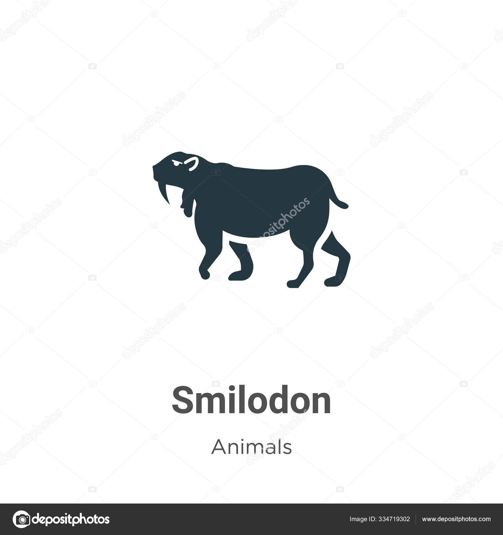 Smilodon Vector Icon White Background Flat Vector Smilodon Icon Symbol ...