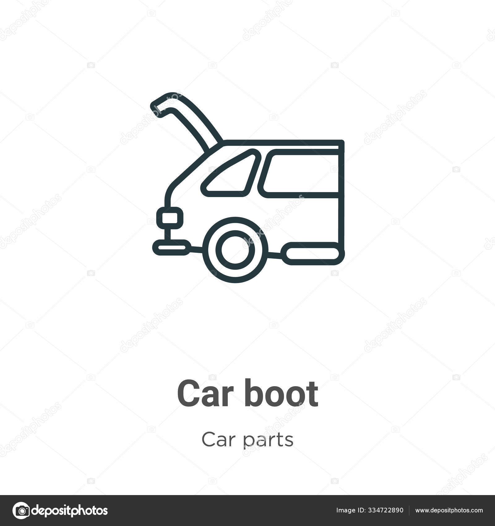 Car boot outline vector icon. Thin line black car boot icon, flat ...