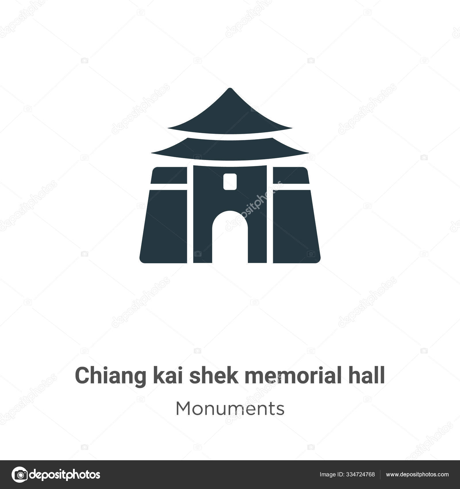 Chiang Kai Shek Memorial Hall Glyph Icon Vector White Background Stock ...
