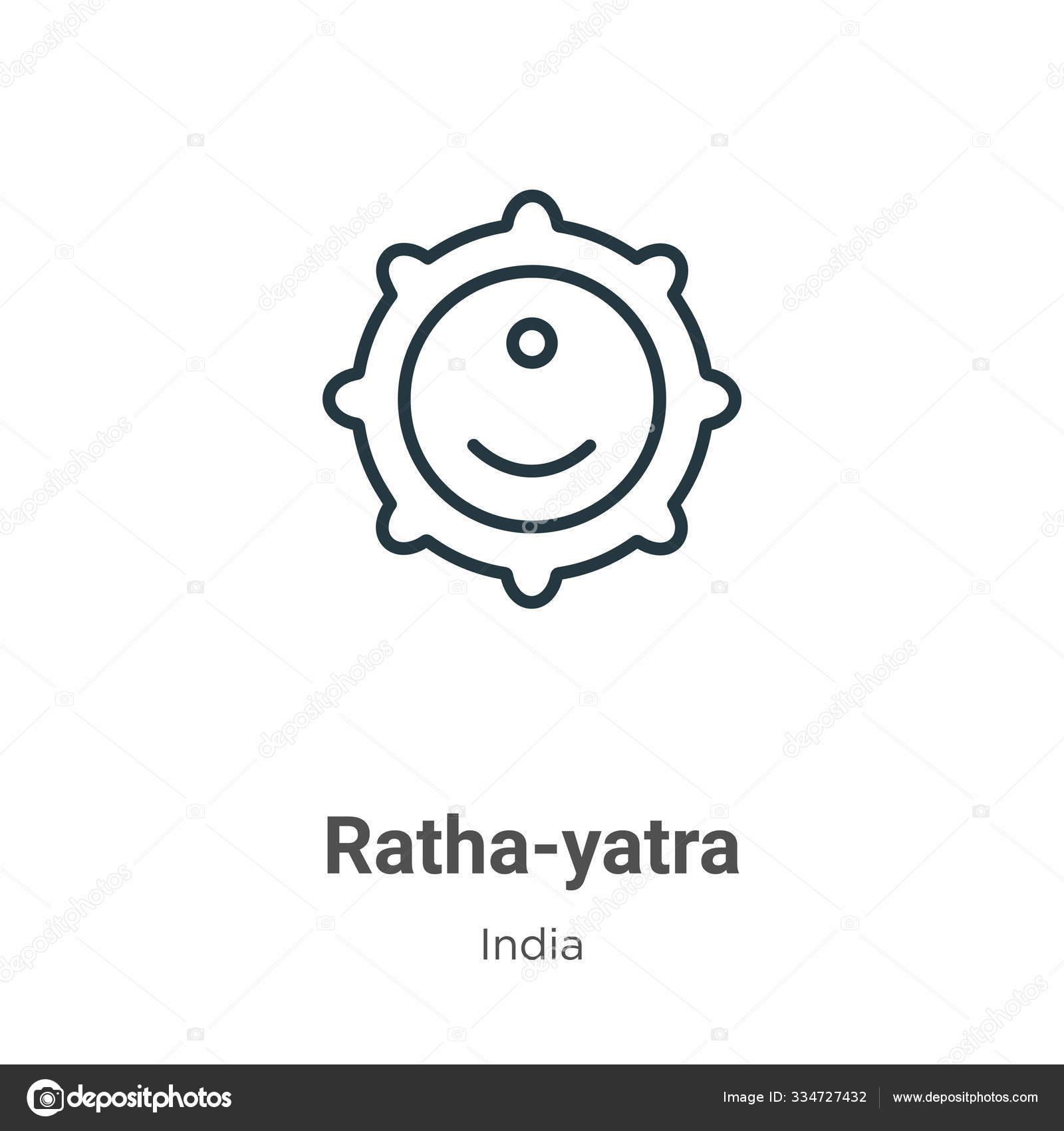 Ratha Yatra Outline Vector Icon Thin Line Black Ratha Yatra Stock ...