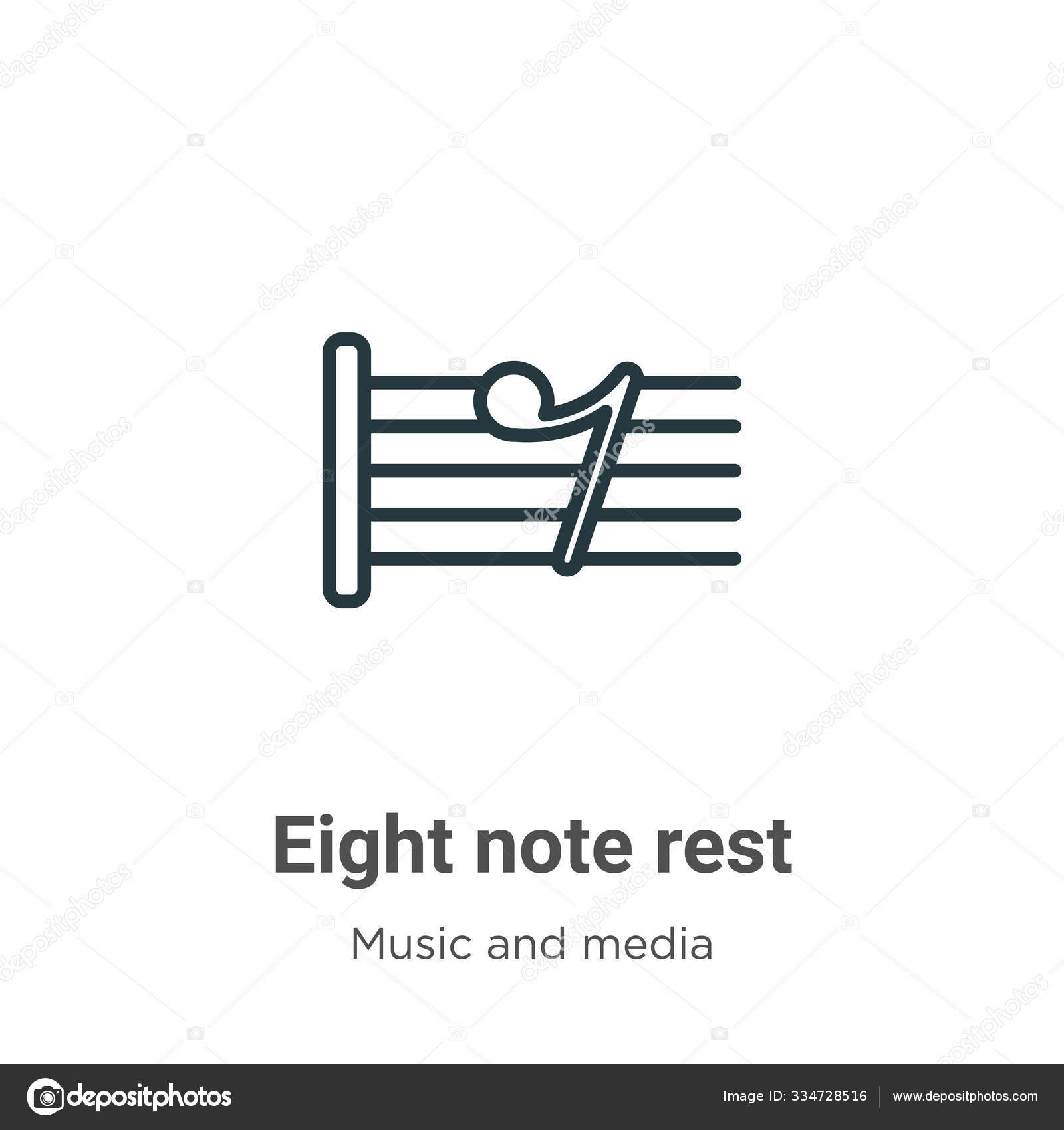 Eight Note Rest Outline Vector Icon Thin Line Black Eight Stock Vector ...