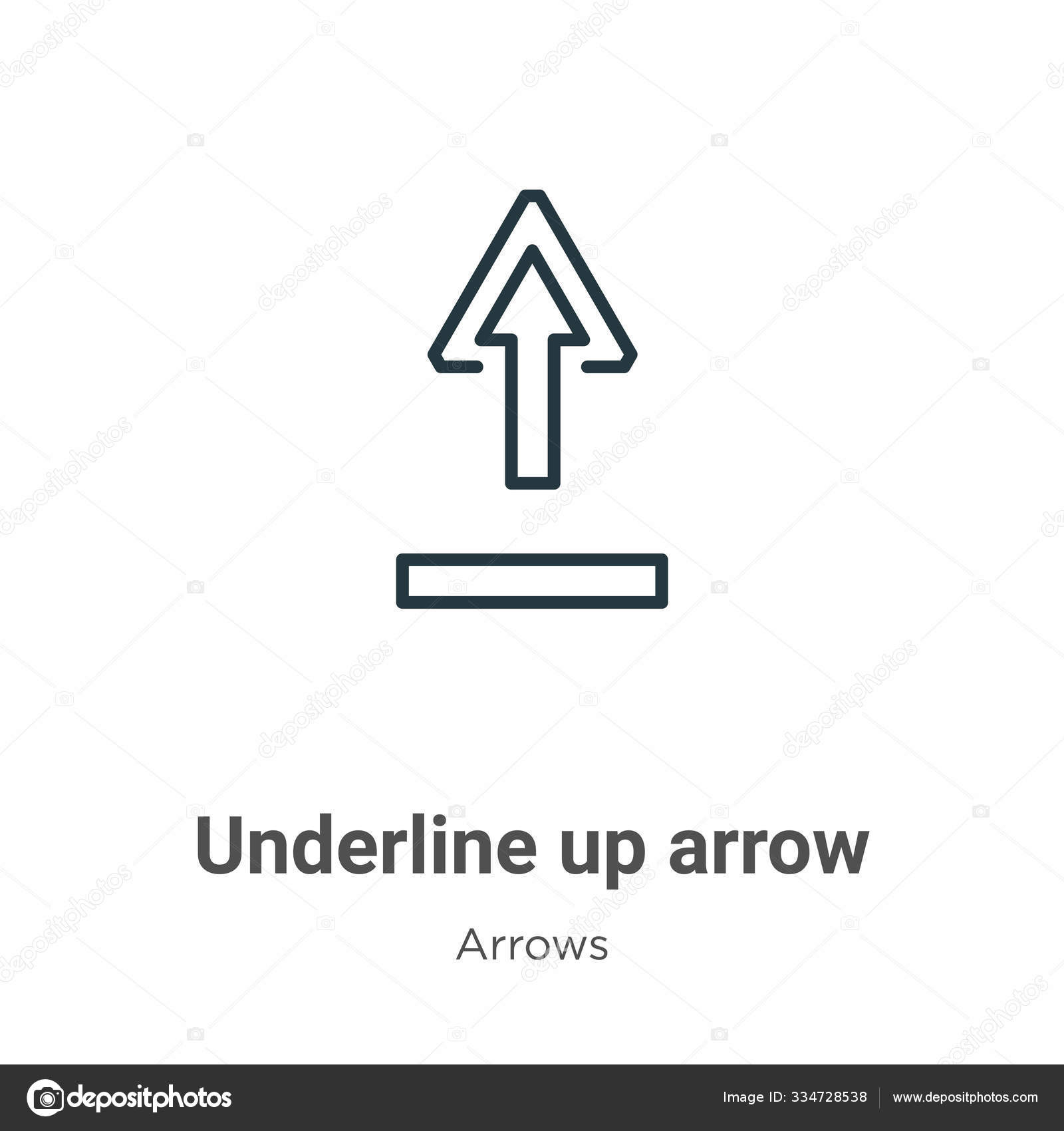 Underline Arrow Outline Vector Icon Thin Line Black Underline Arrow ...