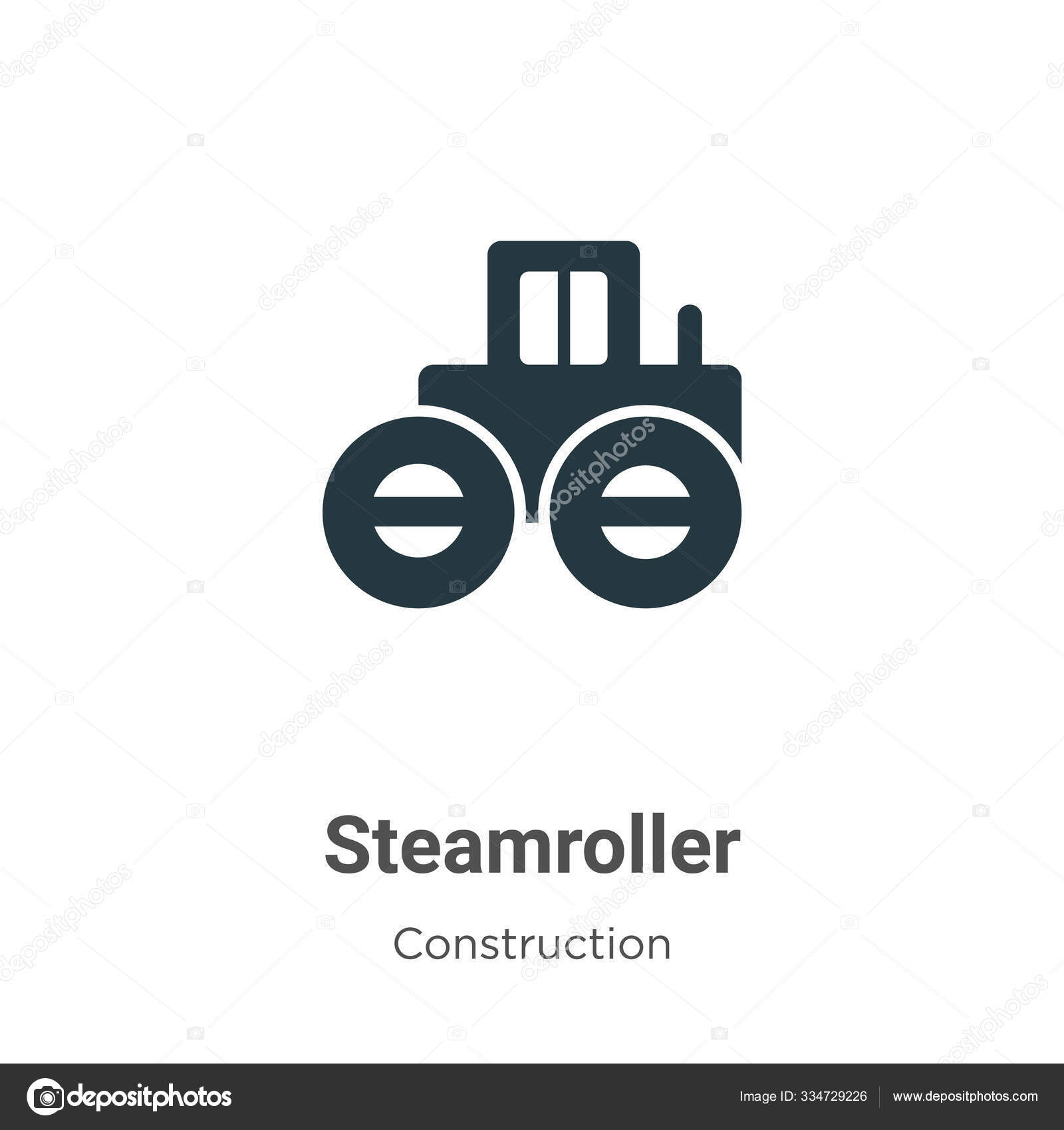 Steamroller Vector Icon White Background Flat Vector Steamroller Icon ...
